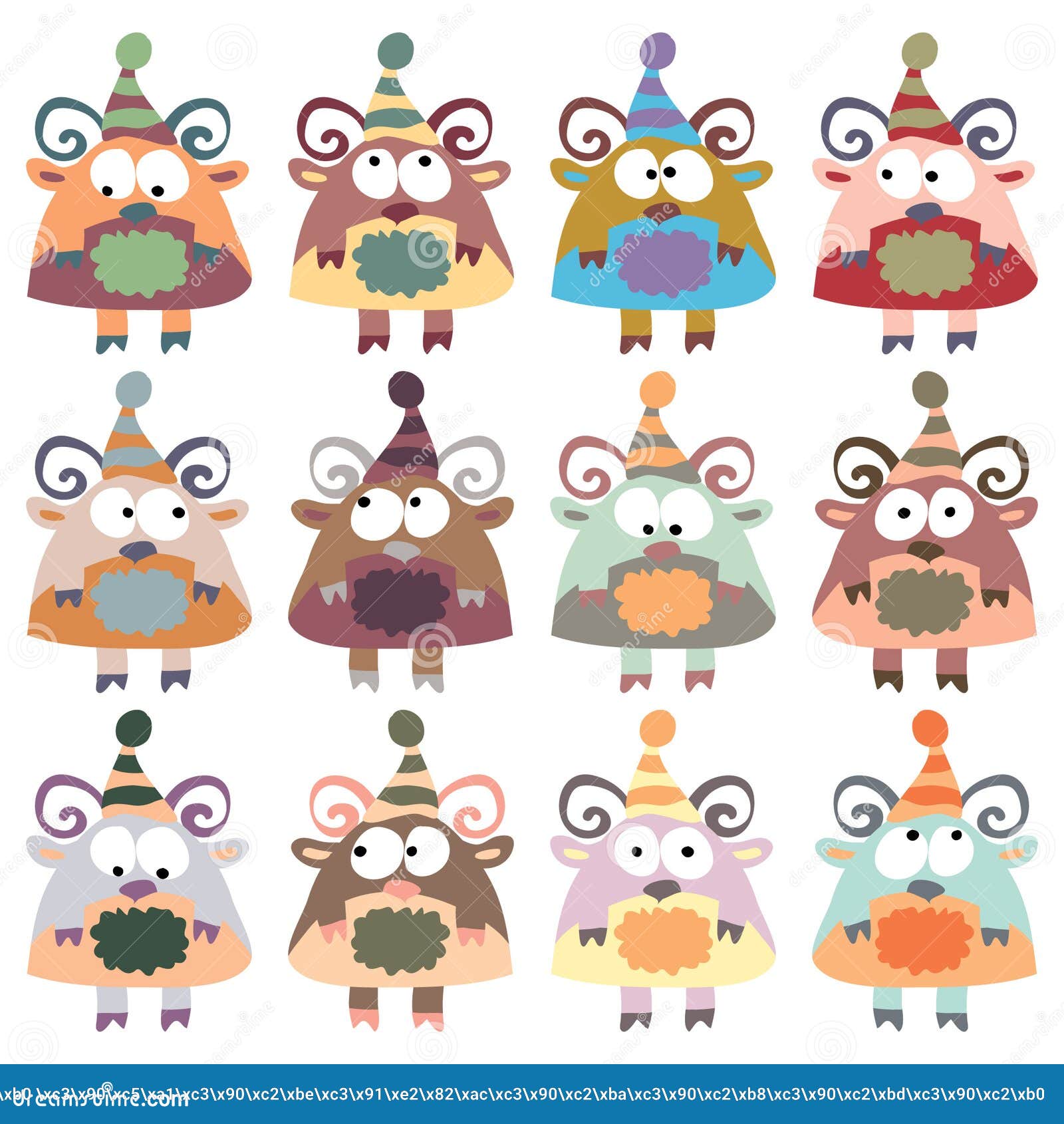 A Set of Multi-colored Sheeps in Retro Style. Stock Vector ...