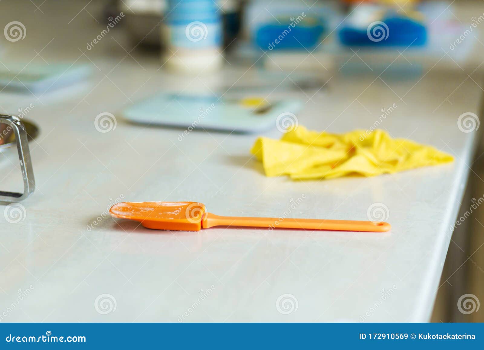 Set of Multi-colored Silicone Spatulas, Kitchen Tools. Sweet Pastries ...