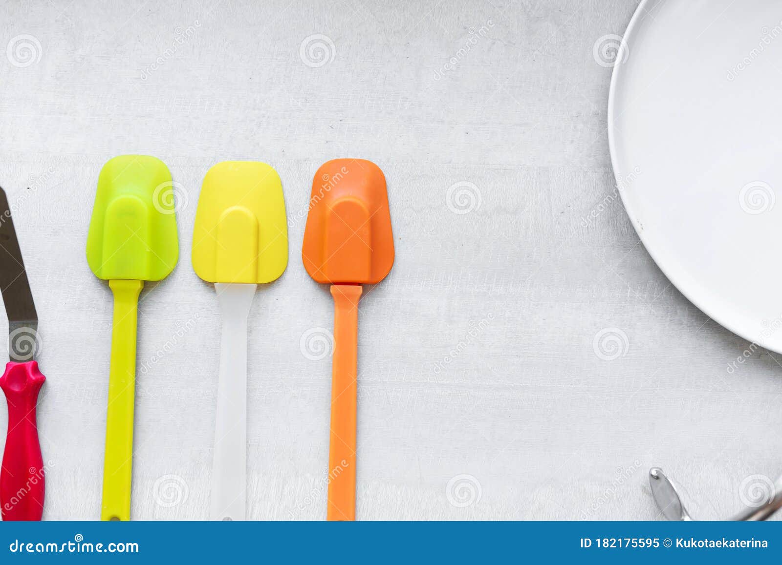 Set of Multi-colored Silicone Spatulas, Kitchen Tools. Sweet Pastries ...
