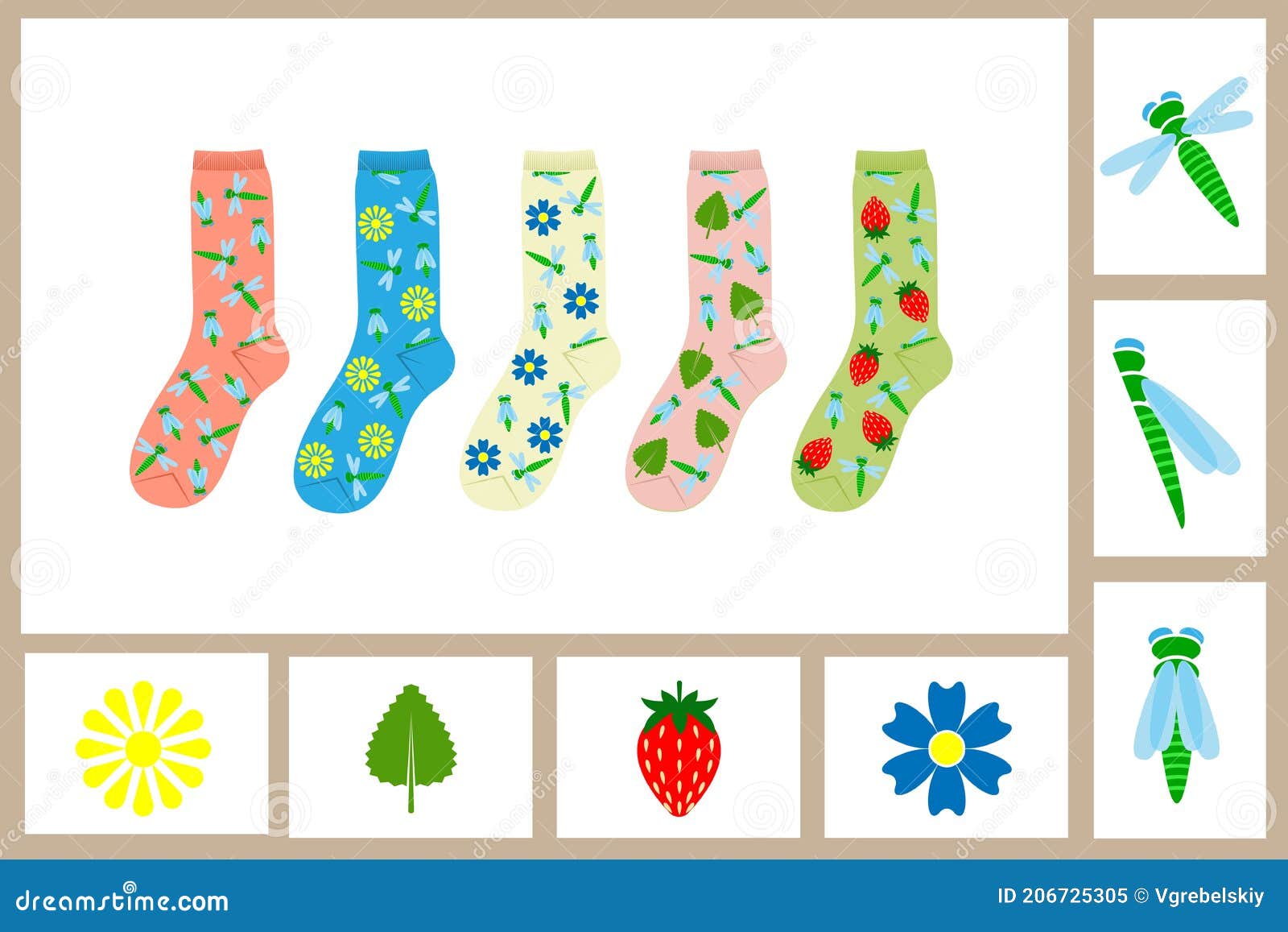 A Set of Multi-colored Socks Stock Vector - Illustration of insect ...
