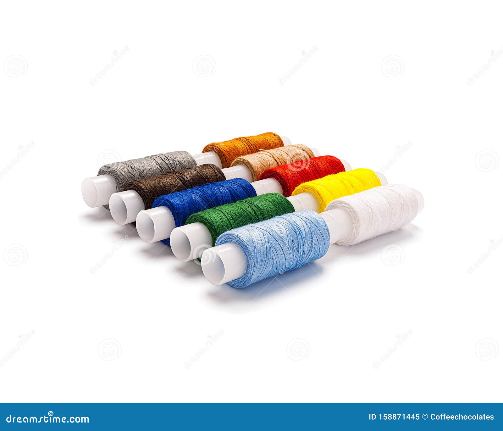 Set of Multi-colored Spools of Cotton Thread Isolated, with Real Shadow ...