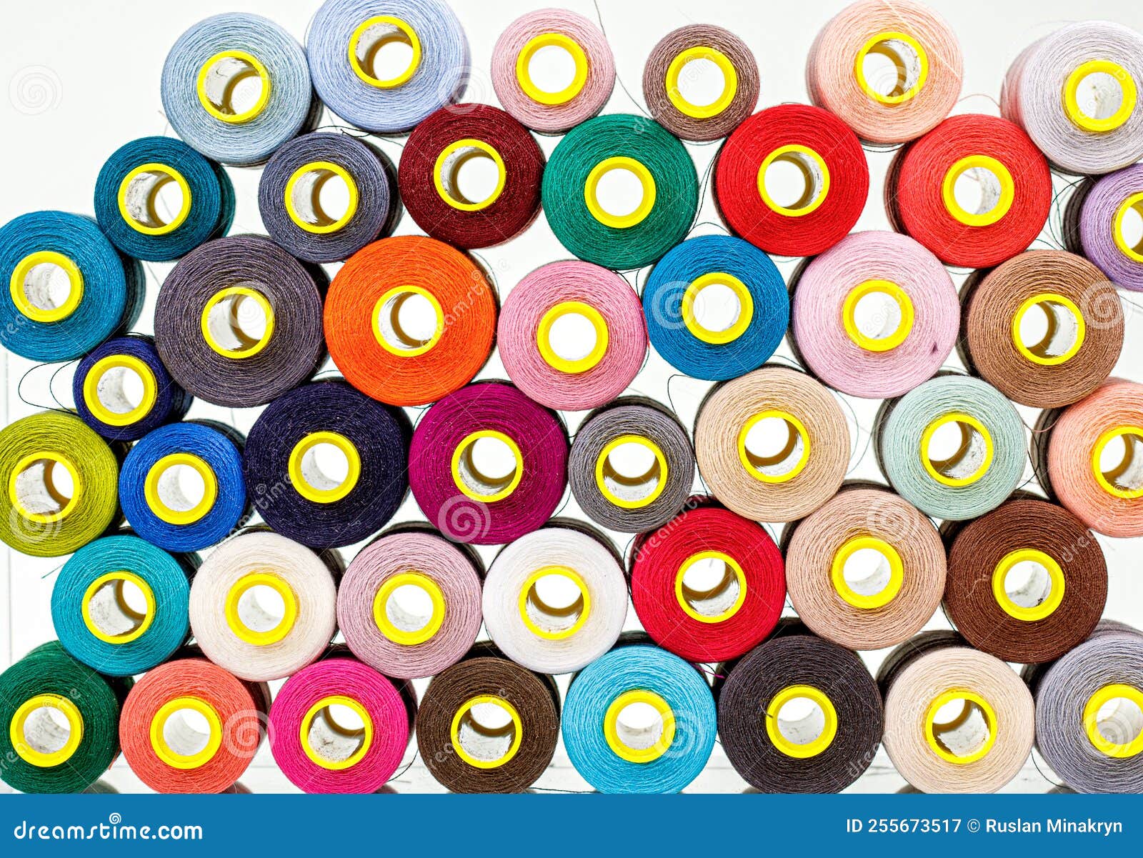 Set of Multi-colored Spools of Thread for Sewing Stock Image - Image of ...