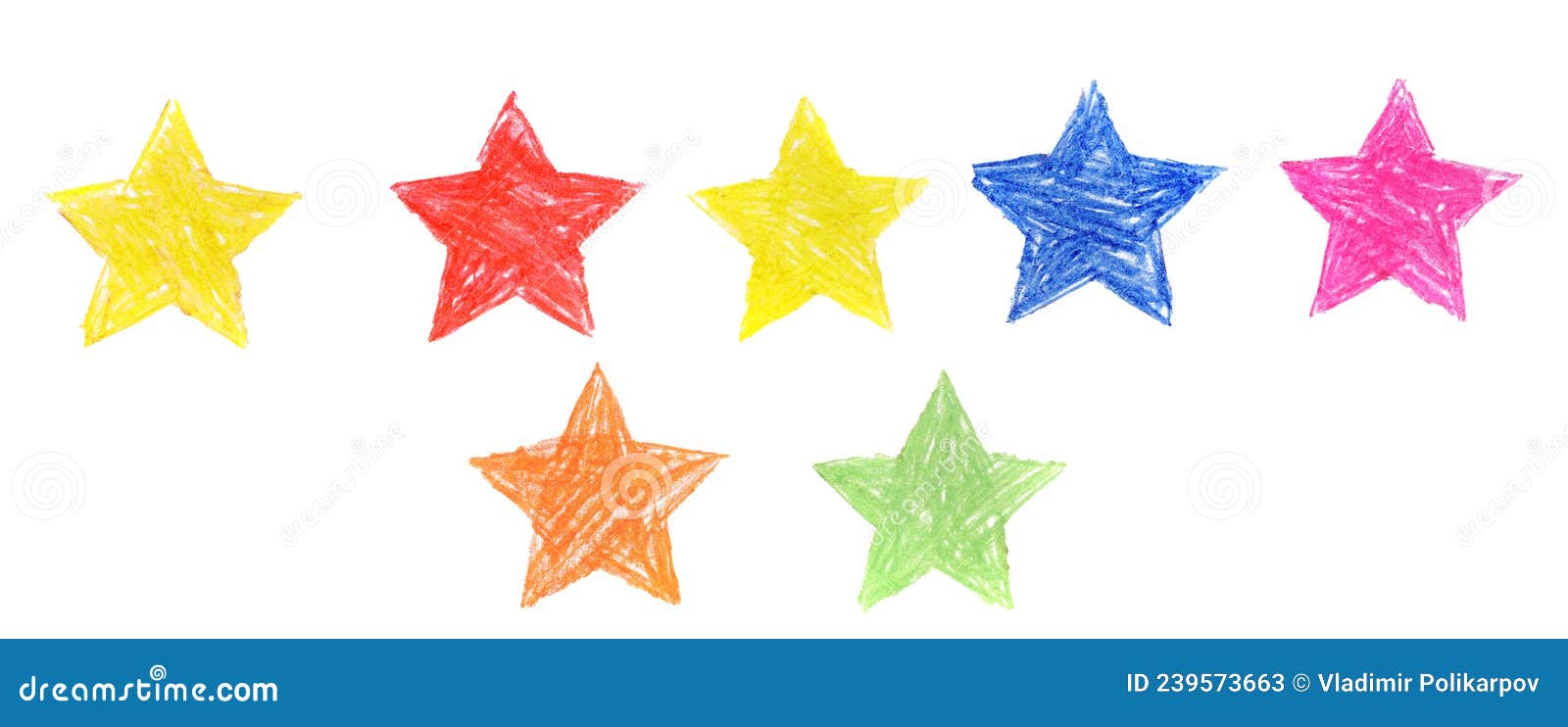 A Set of Multi-colored Stars Drawn with a Colored Pencil Isolated on a ...