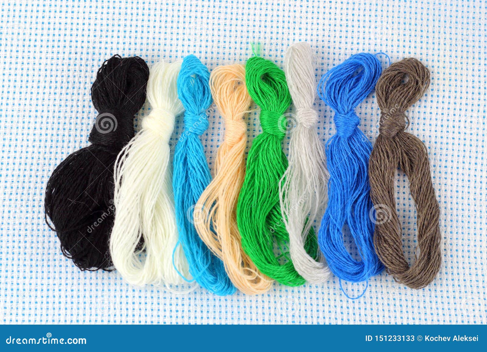 A Set of Multi-colored Threads for Embroidery in Small Hankov on a ...