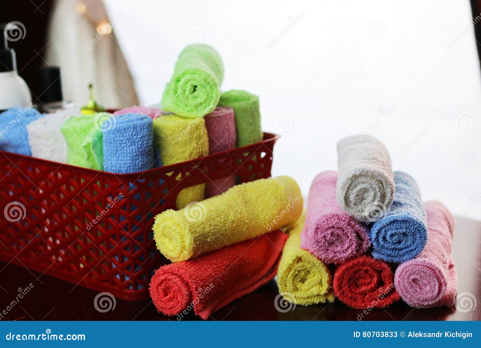 Set of Multi-colored Towels Stock Image - Image of fabric, amenities ...