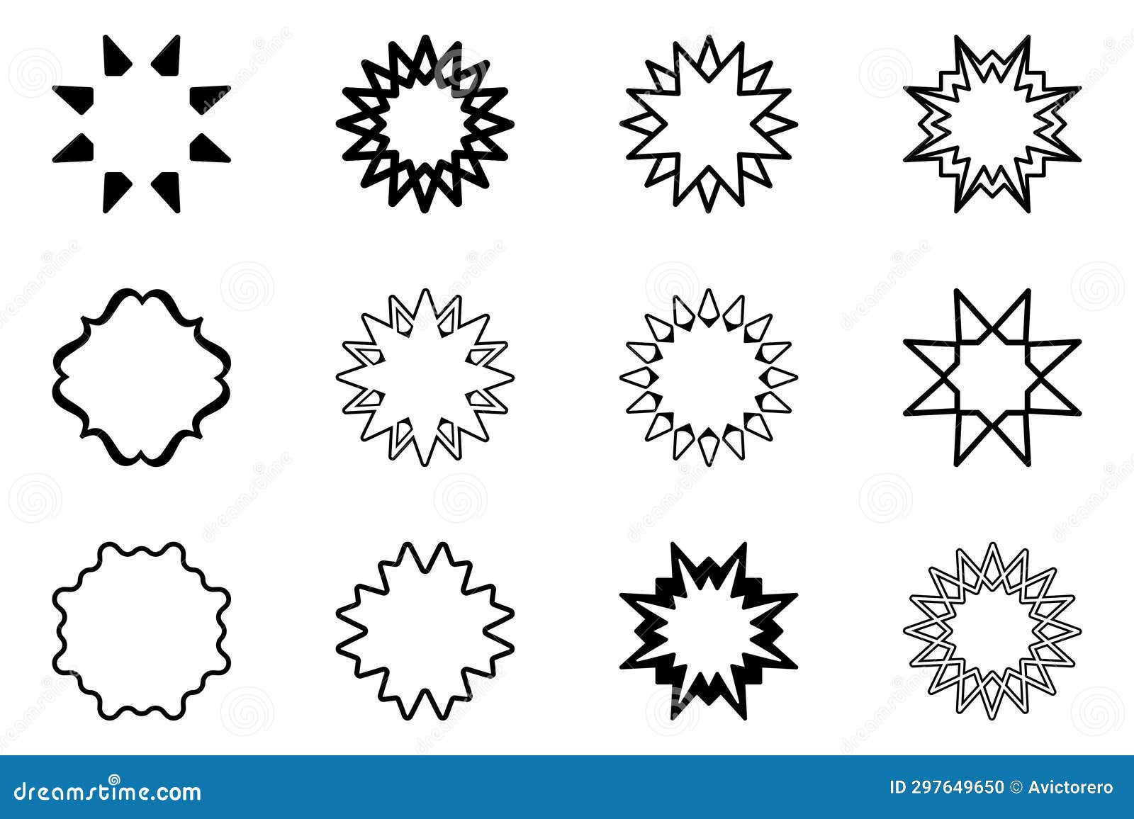 Set of Multi Pointed Star Decorative Design Element Stock Vector ...