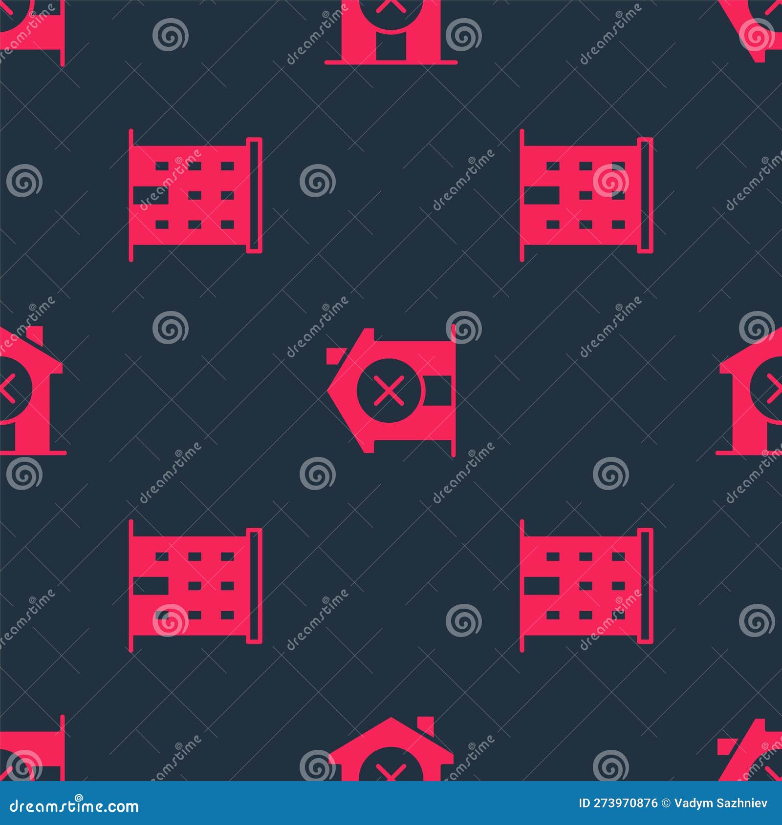 Set Multi Storey Building and No House on Seamless Pattern. Vector ...