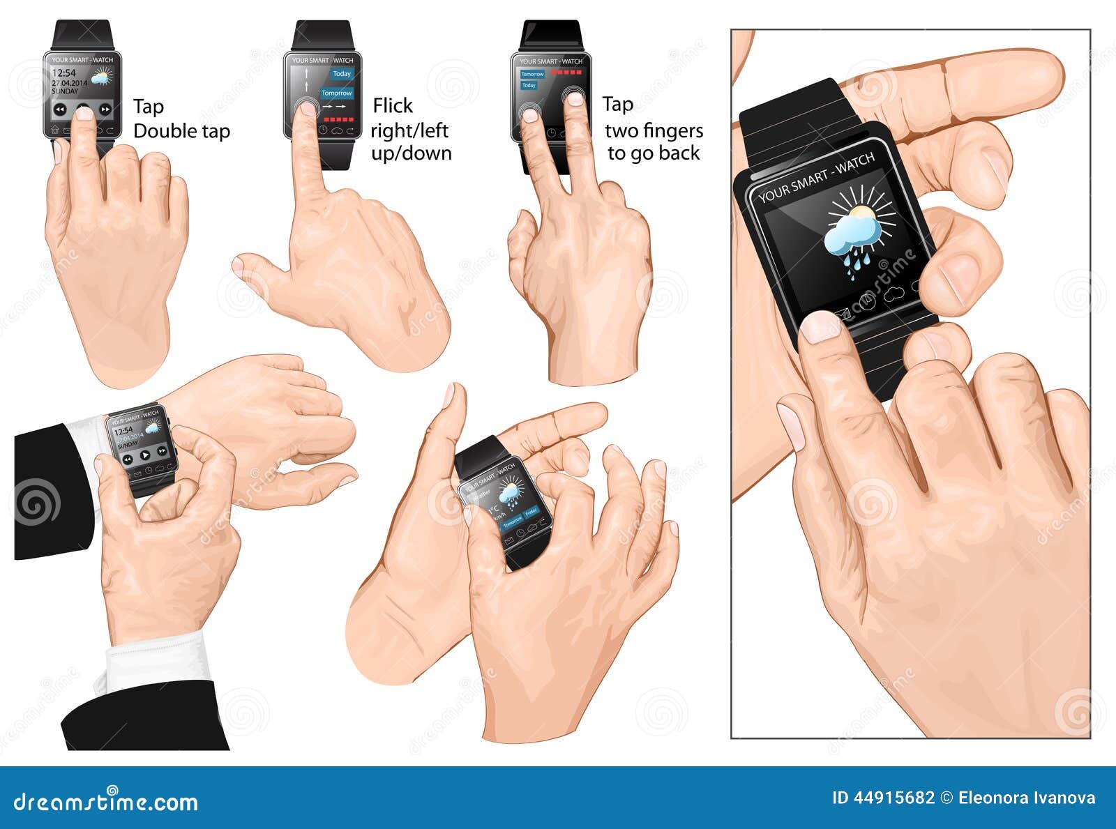 Smartwatch Gestures Stock Illustrations – 7 Smartwatch Gestures Stock ...