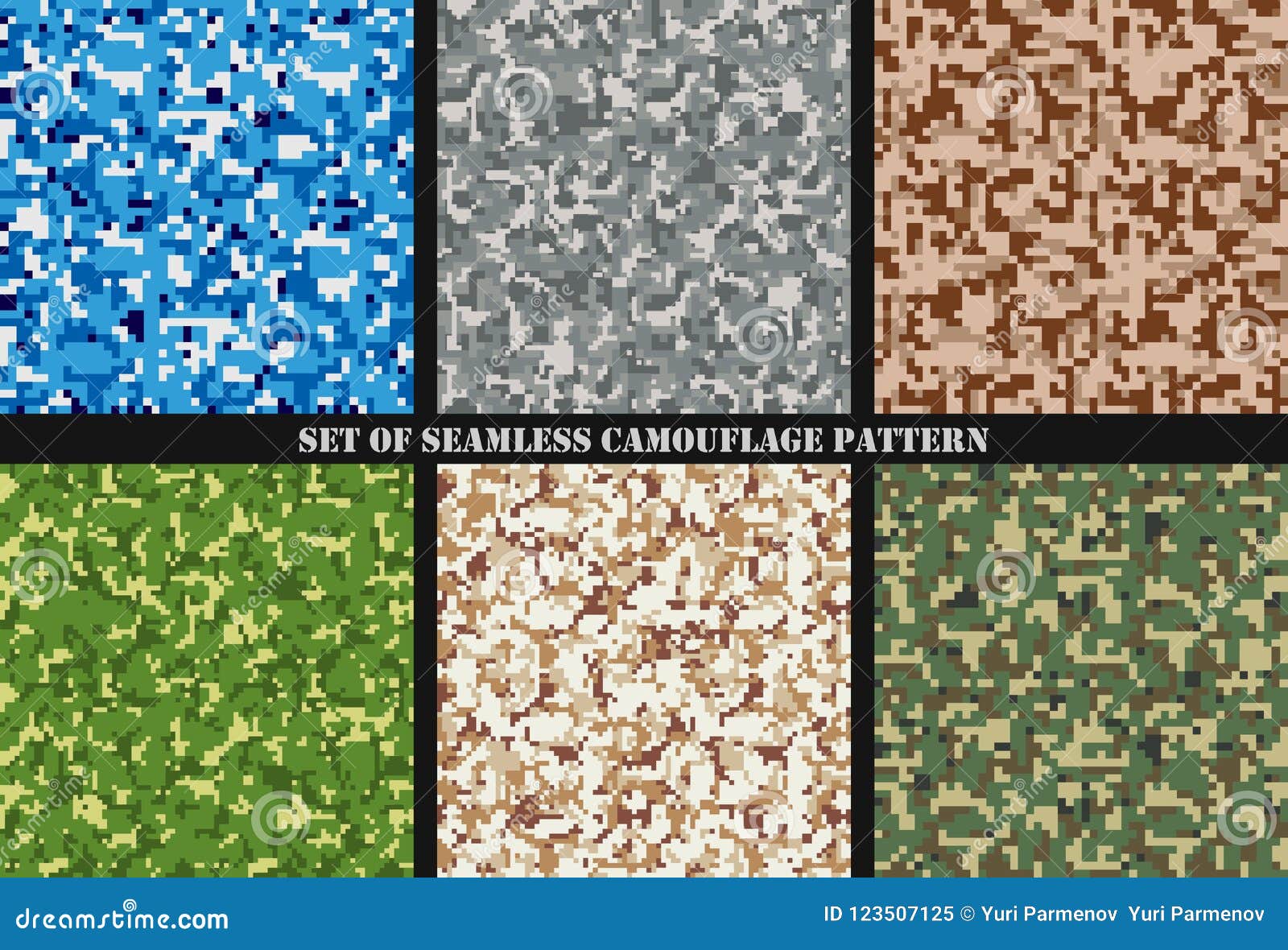 Set of Multicam Camouflage Seamless Patterns. Military Background and ...