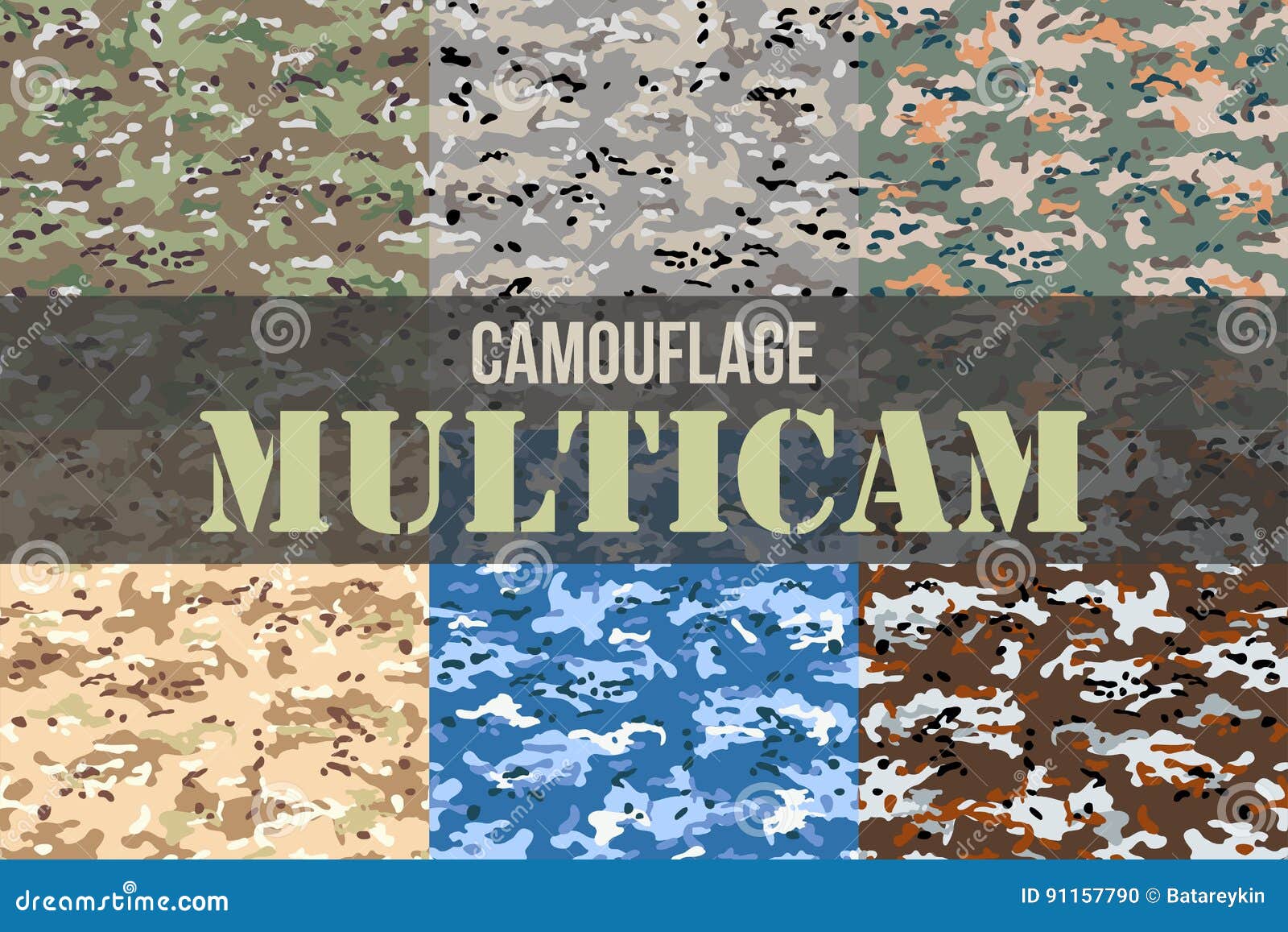 Set of Multicam Camouflage Seamless Patterns Stock Vector ...