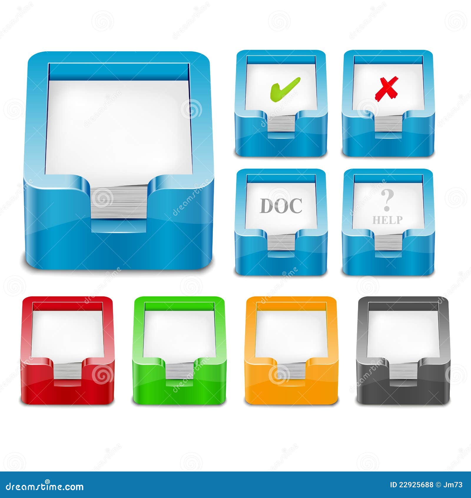 Set of Multicolor 3D Paper Tray Icons Stock Vector - Illustration of ...