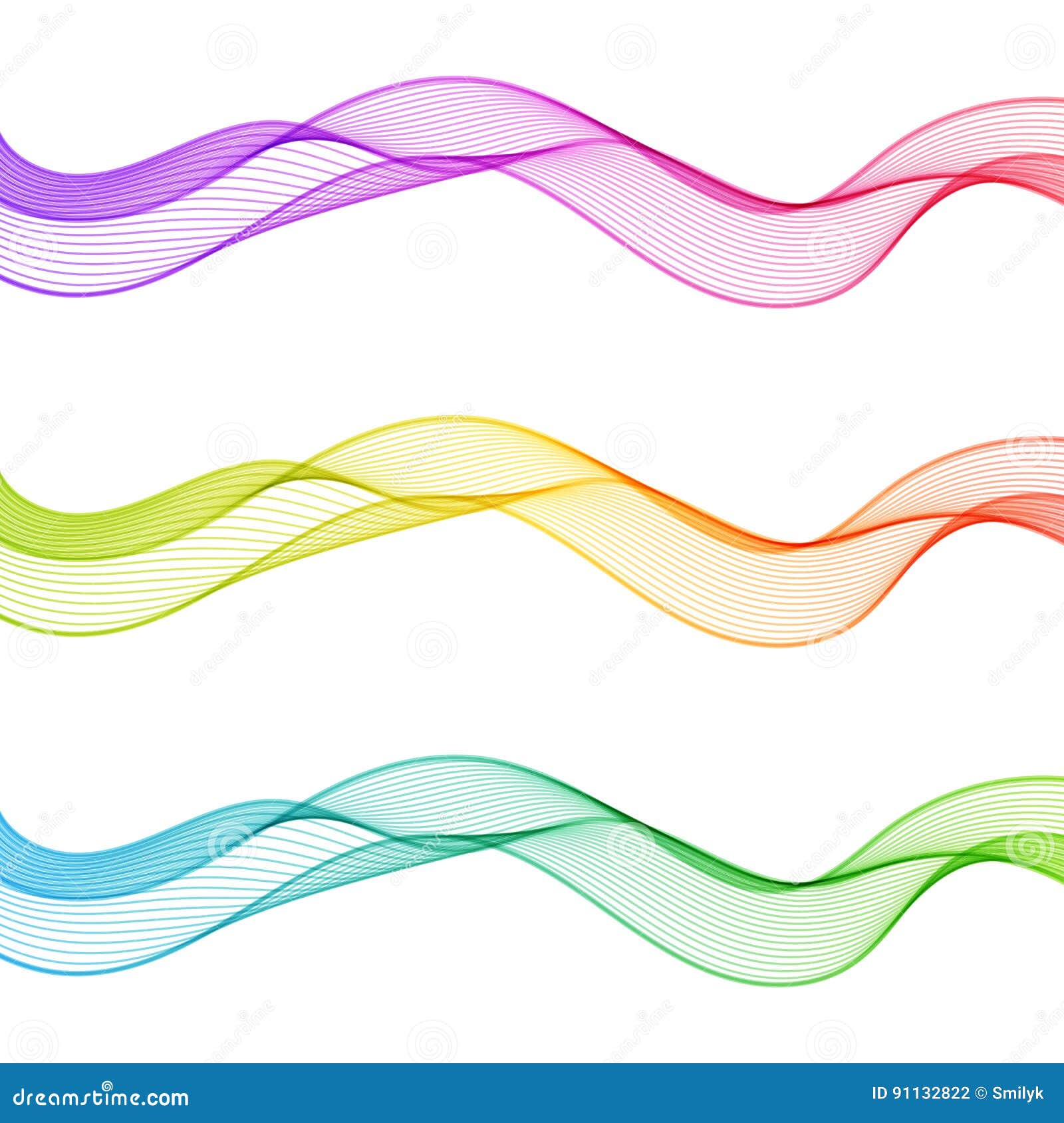 Set of Multicolor Abstract Isolated Wave Lines for White Backgro Stock ...