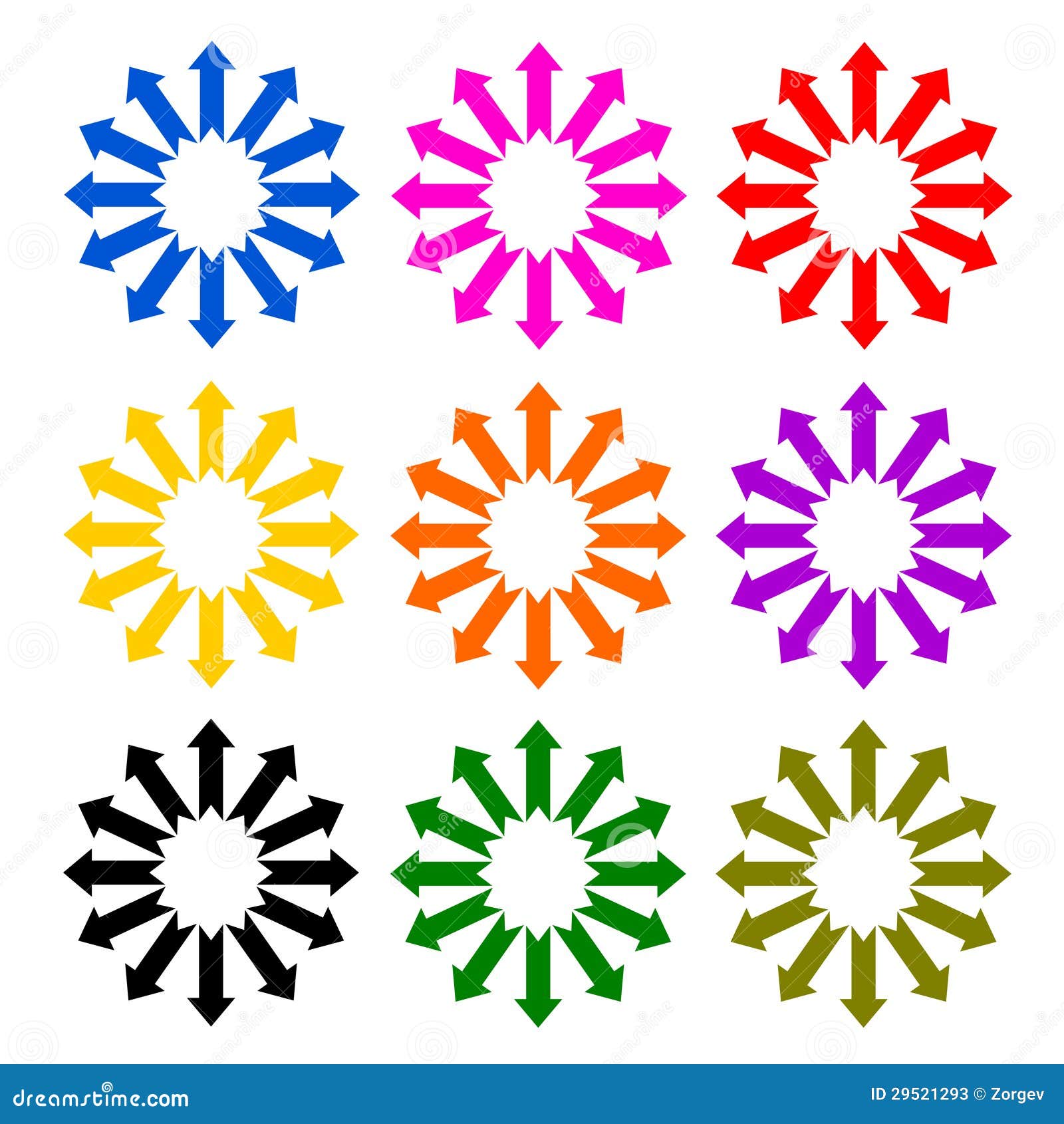 Set Multicolor Arrow in a Circle Stock Vector - Illustration of natural ...