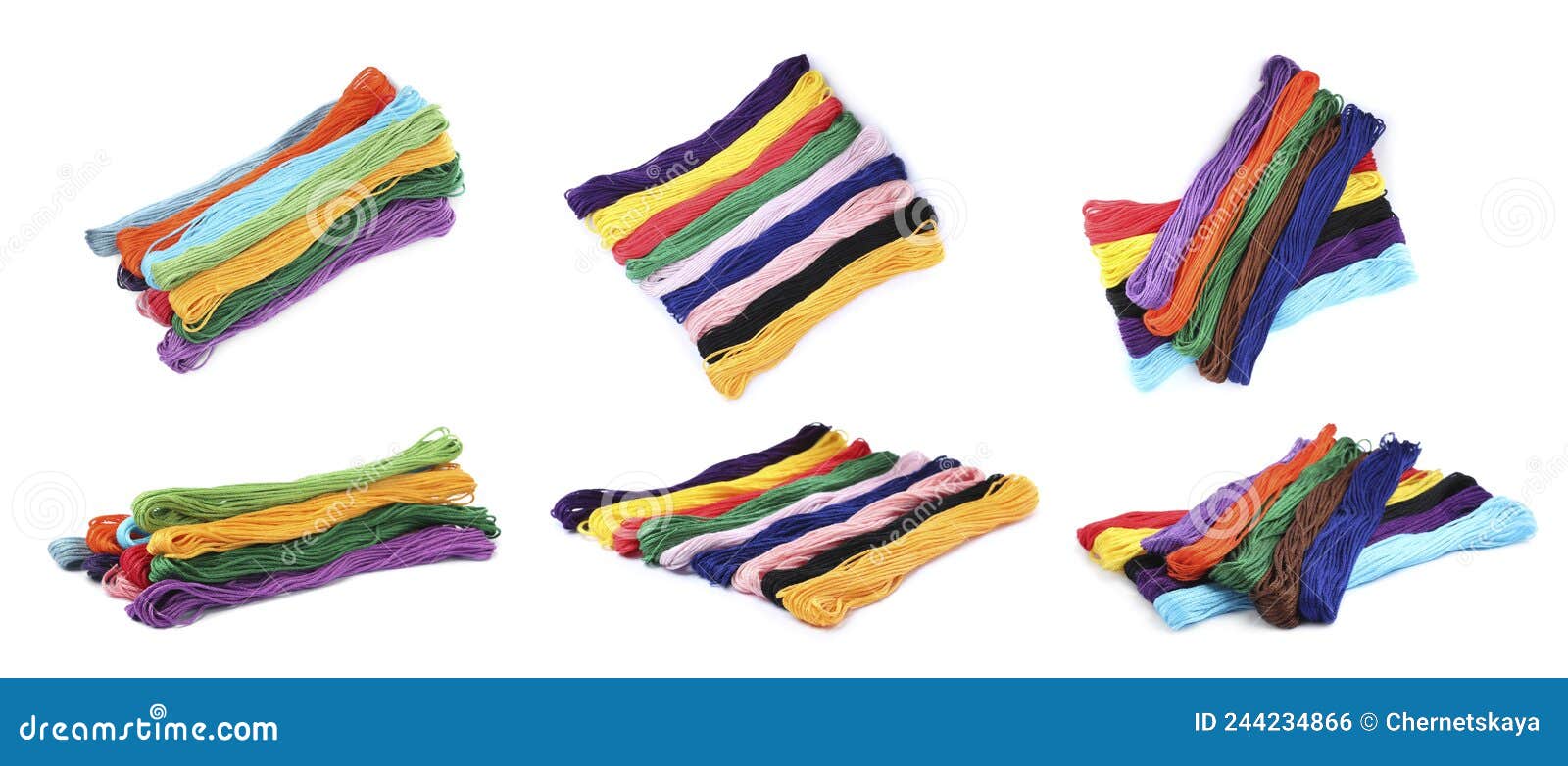 Set with Multicolor Embroidery Threads on White Background. Banner ...