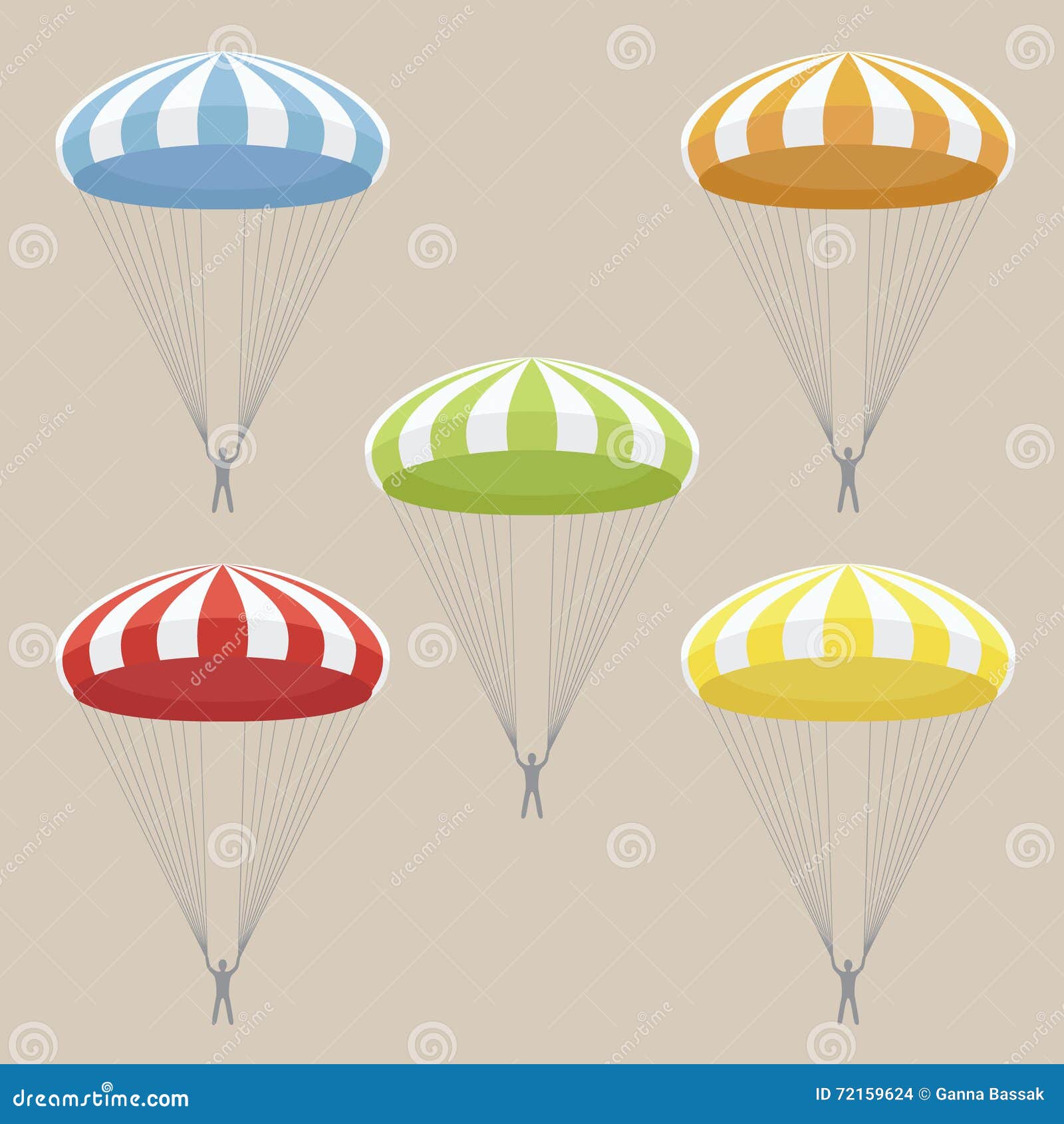 Set of Multicolor Parachutes Stock Vector - Illustration of green ...