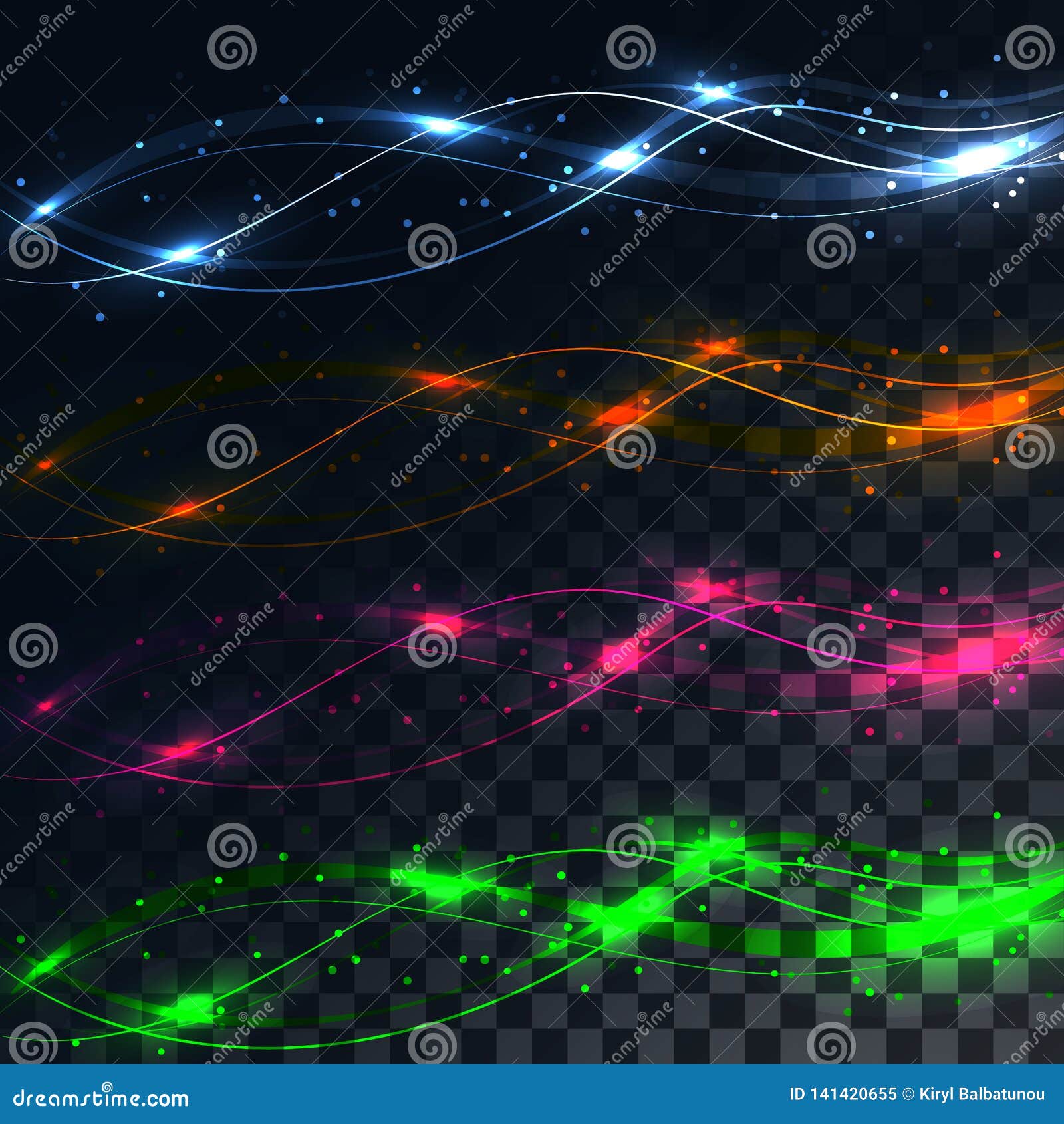 Set of Multicolored Abstract Lines of Energy Magical Electric Magic ...