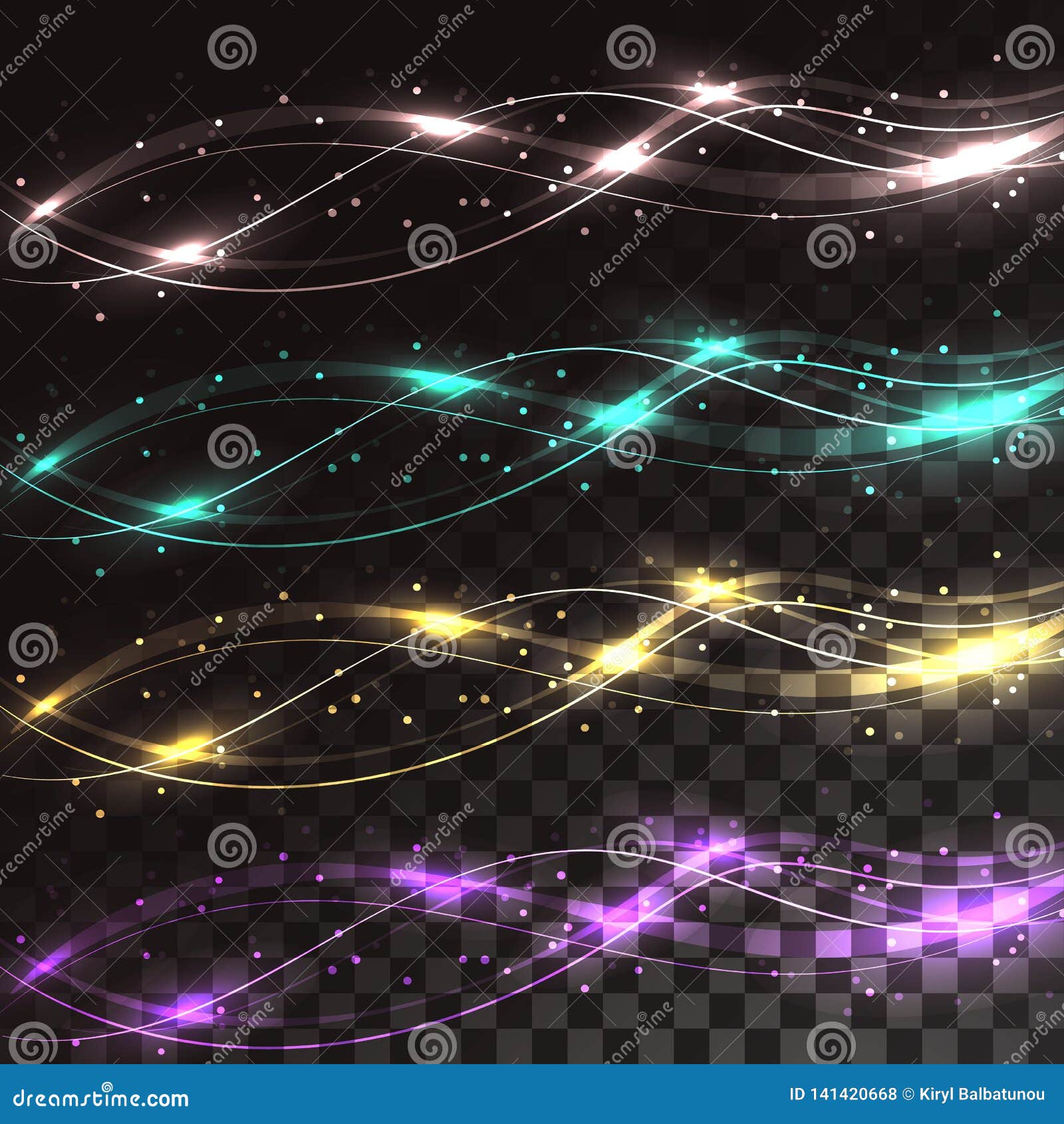 Set of Multicolored Abstract Lines of Energy Magical Electric Magic ...