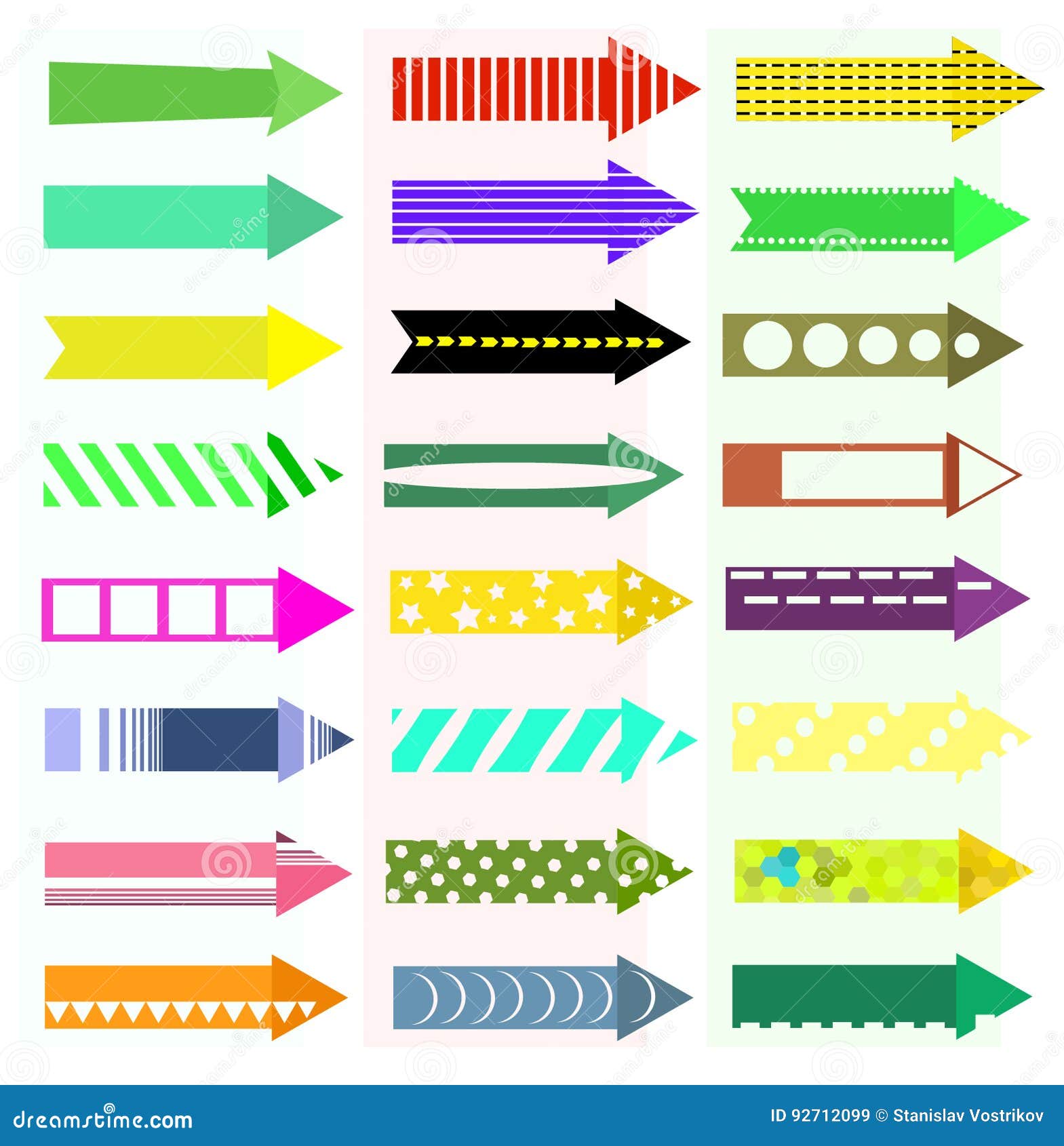 Set of multicolored arrows stock vector. Illustration of shortcut ...