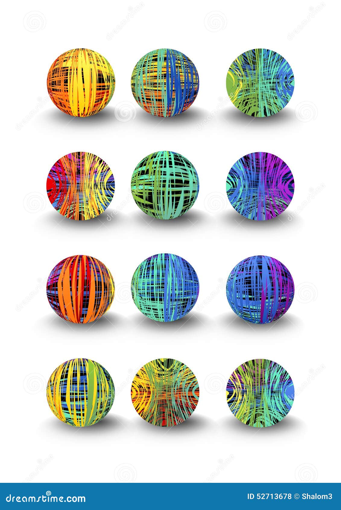 A Set of Multicolored Balls in Doodle Design and Shadow Stock Vector ...