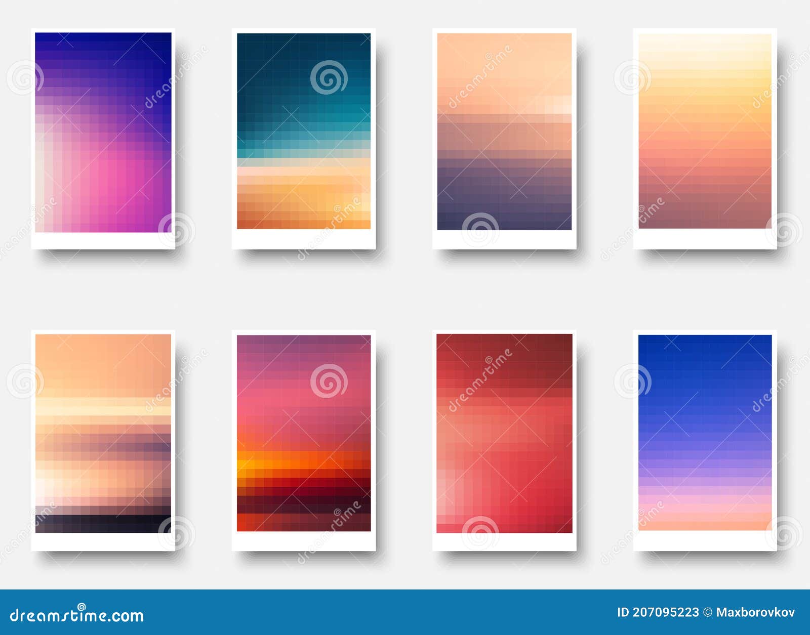 Set of Multicolored Blurred Pixelated Backgrounds Stock Vector ...
