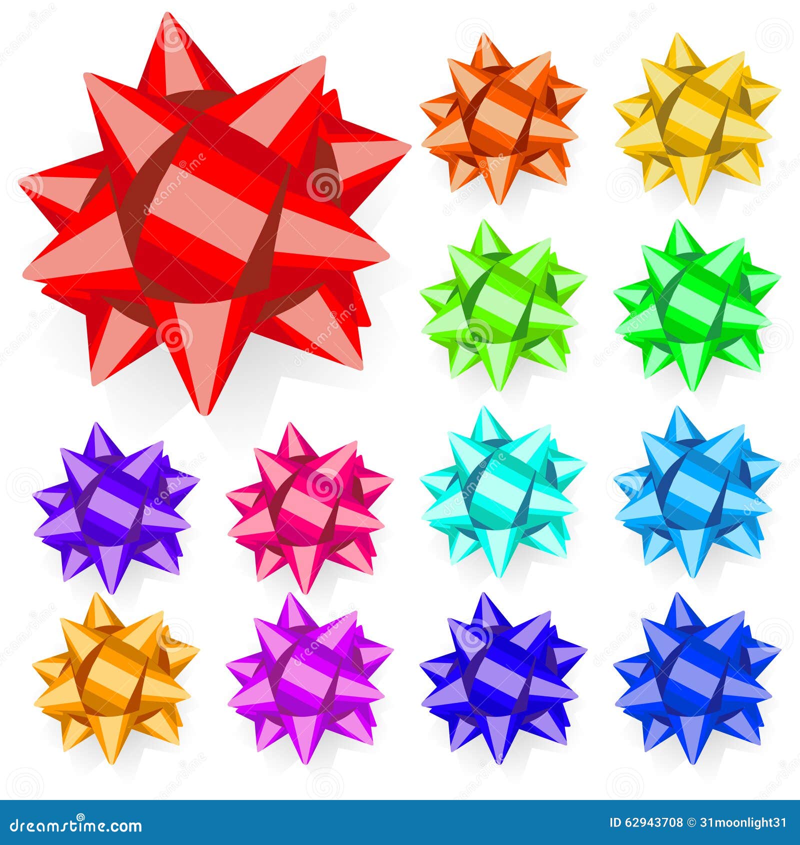 Set of Multicolored Bows. Flat Design Stock Vector - Illustration of ...