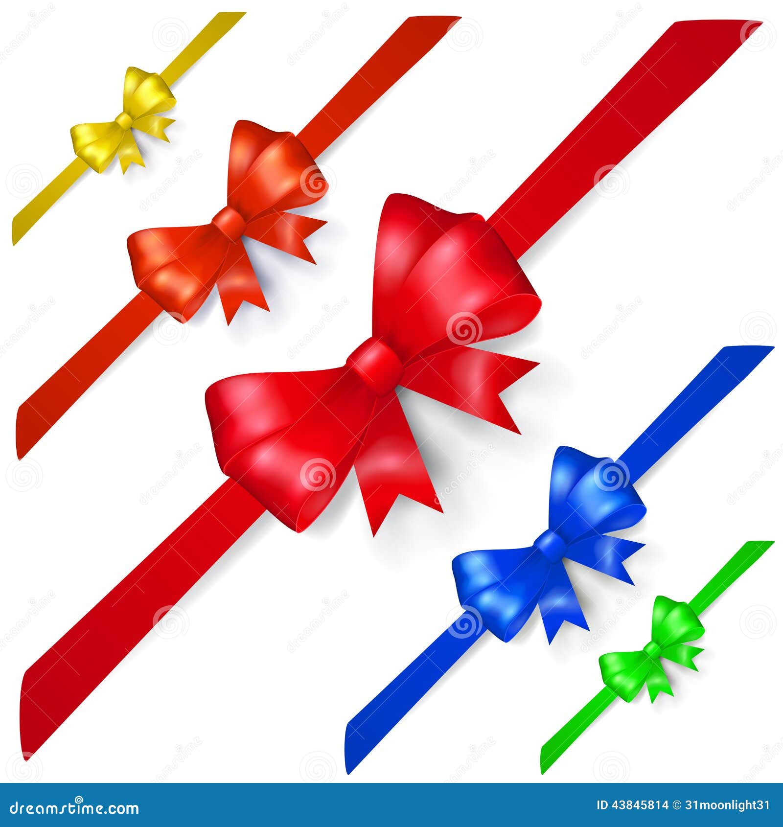 Set of multicolored bows stock vector. Illustration of love - 43845814