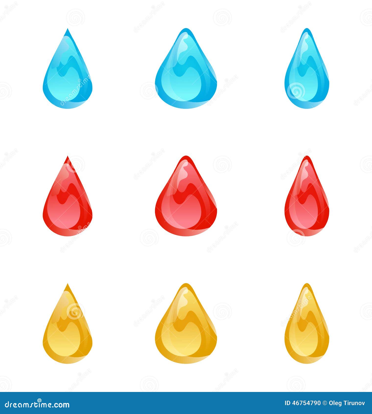 Set of Multicolored Droplets Isolated on White Background Stock Vector ...