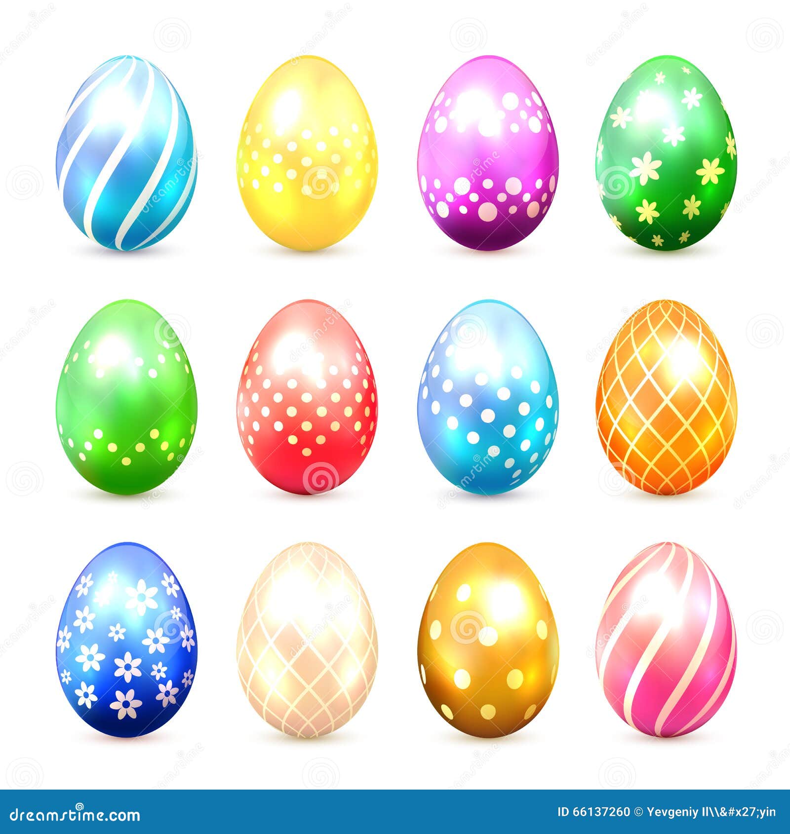 Set of Multicolored Easter Eggs with Decorative Patterns Stock Vector ...