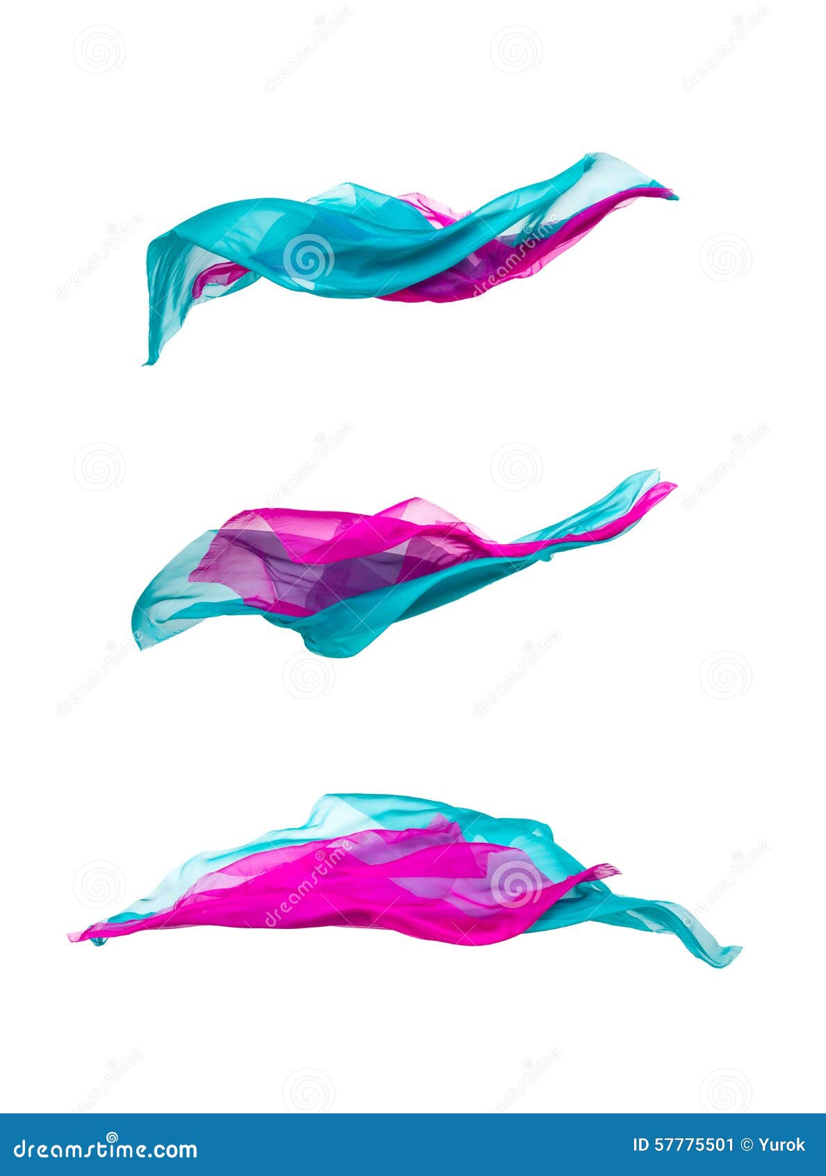 Set of Multicolored Fabric in Motion Stock Image - Image of motion ...