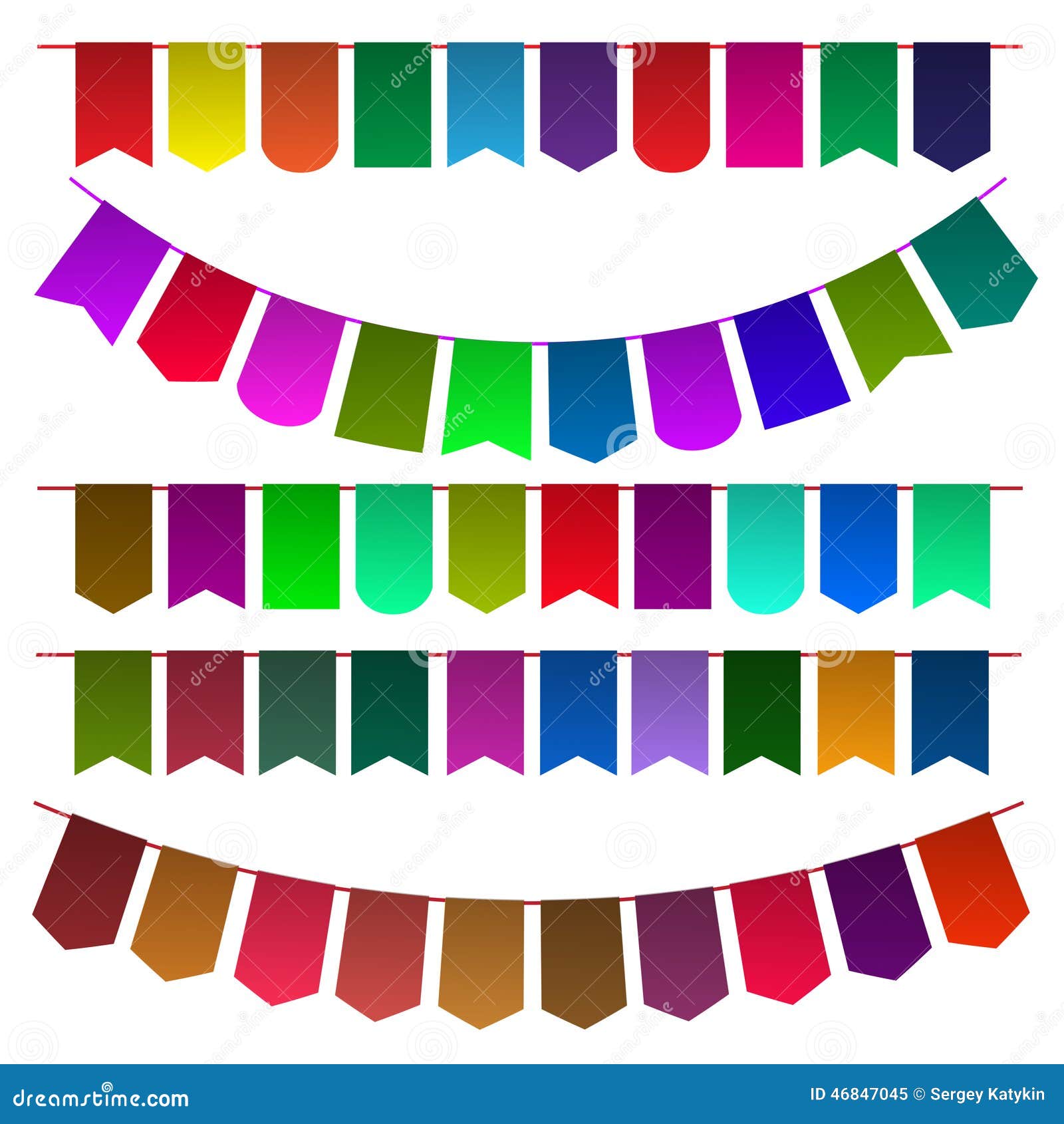 Set of Multicolored Flags for Design Stock Vector - Illustration of ...