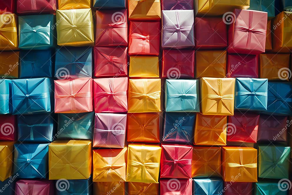 Set of Multicolored Gift Boxes. by Generative Ai Stock Illustration ...