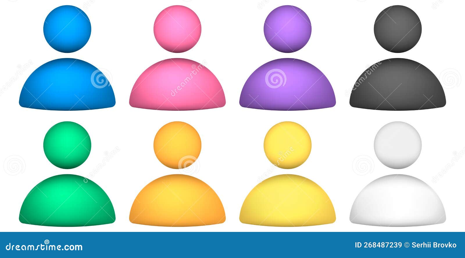 Set of Multicolored Human Personal Symbols. 3d Realistic Icon Set Stock ...
