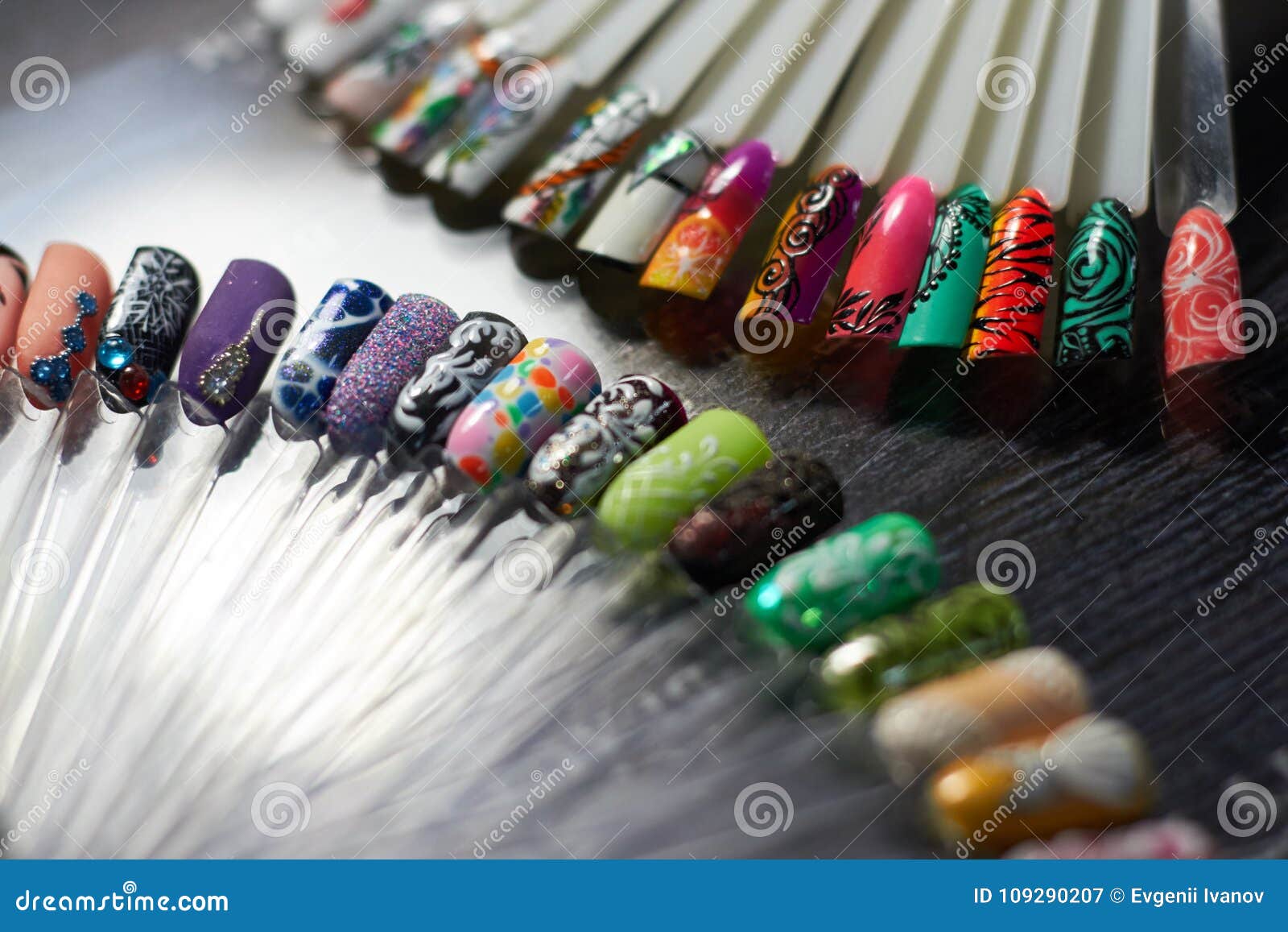 Set of Multicolored Nail in the Cabinet of Nail Technicians. Pro Stock ...