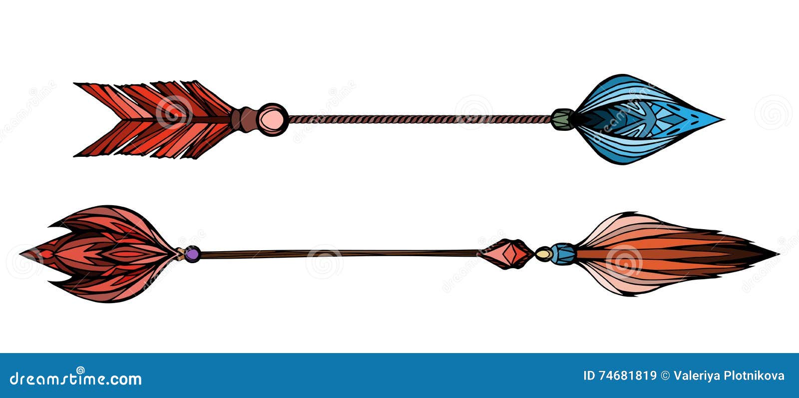 Set of Multicolored Native Arrows Stock Vector - Illustration of ...