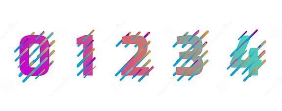 Set of Multicolored Numbers and Lines, 3d Rendering on White Background ...