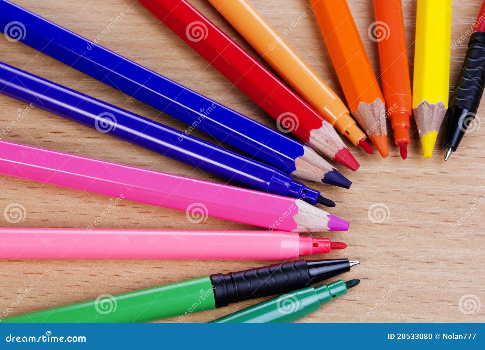 Set from Multicolored Pencils, Pens, Markers. Stock Photo - Image of ...