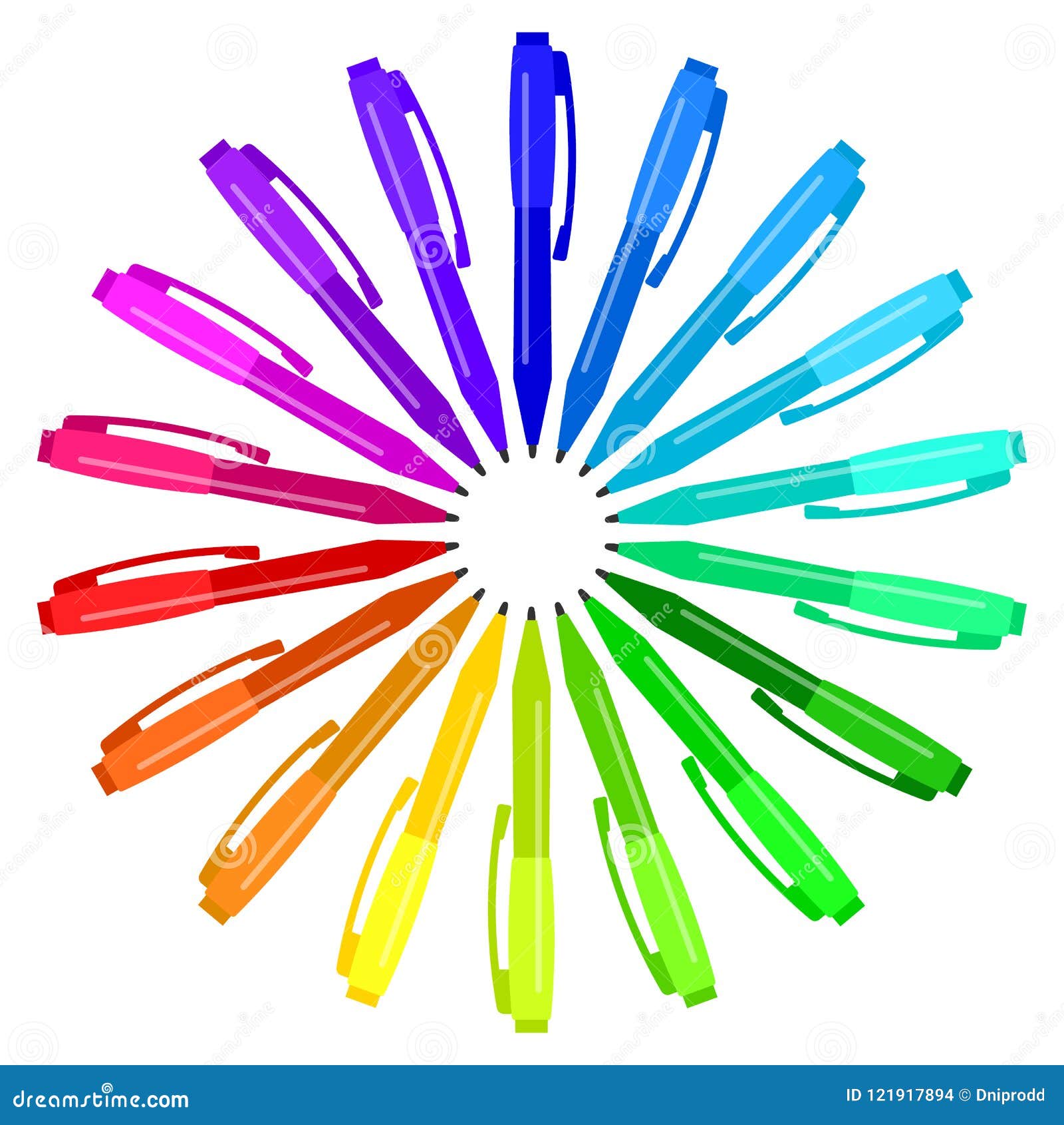 Set of Multicolored Pens Placed in a Circle Stock Vector - Illustration ...