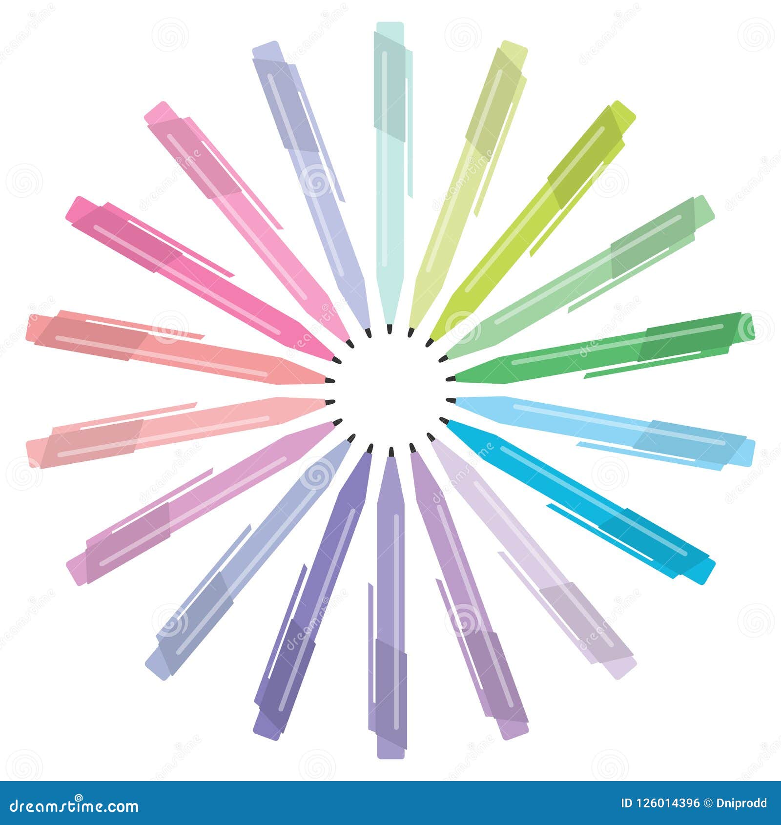 Set of Multicolored Pens Placed in a Circle Stock Vector - Illustration ...