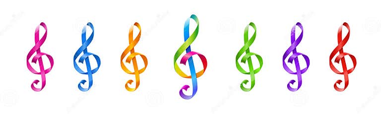 Set of Multicolored Ribbons in the Shape of Treble Clef. Stock Vector ...