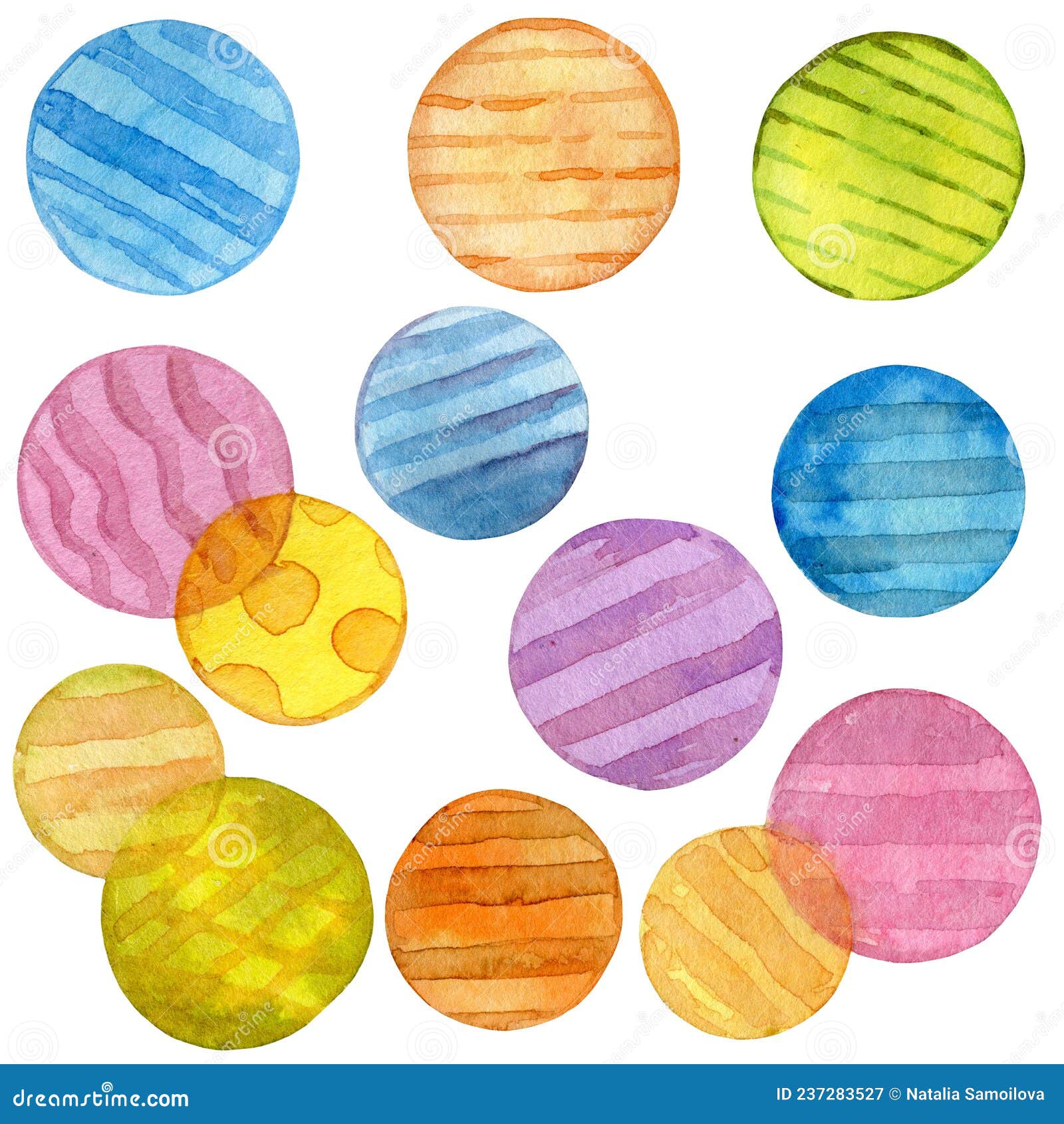 A Set of Multicolored Round Beads, Beads, Design Element, Watercolor ...