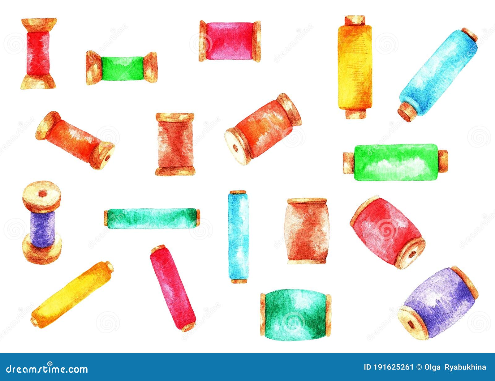 Set of Sewing Threads, Watercolor Stock Illustration - Illustration of ...