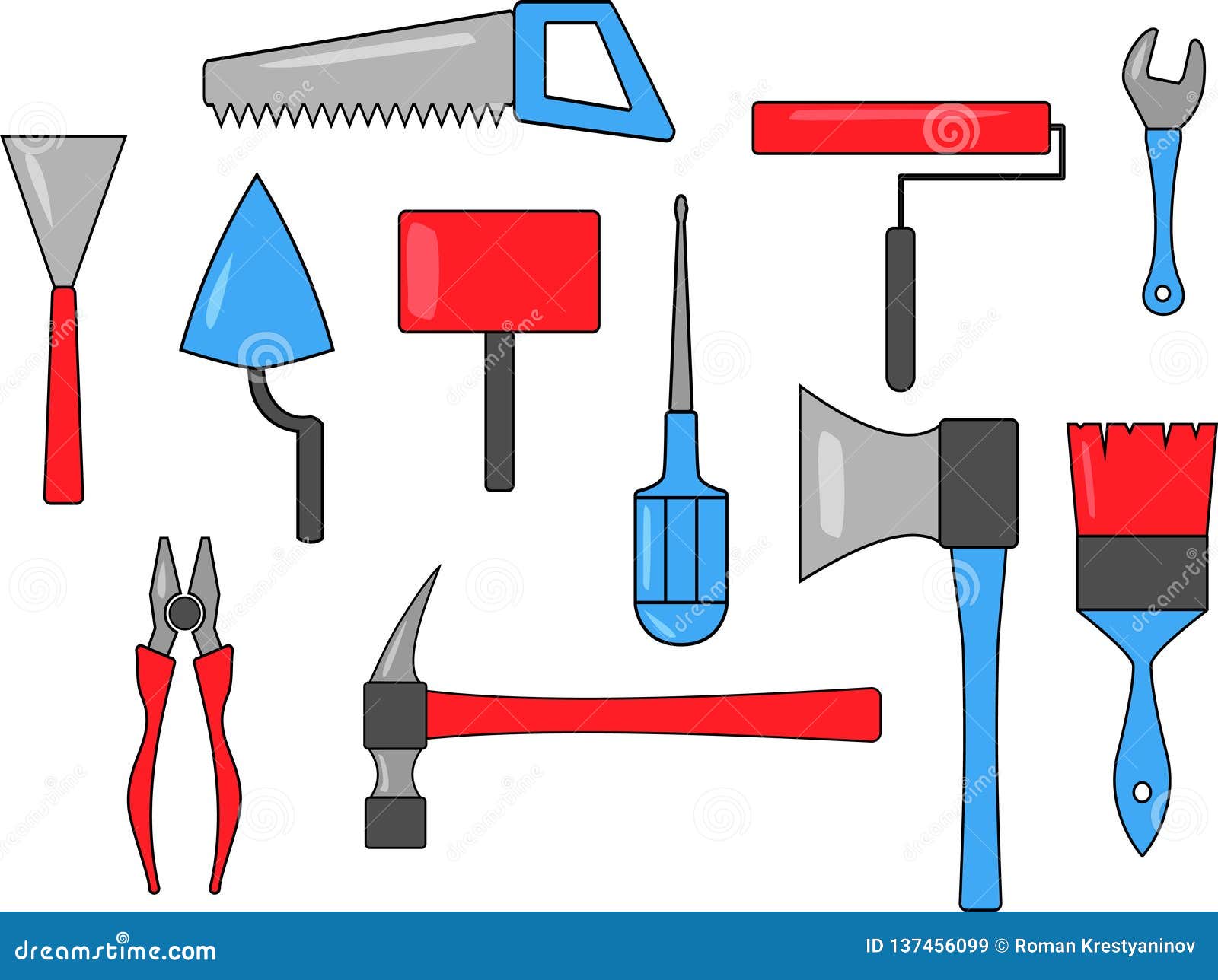 Set of Multicolored Tool Icons. Stock Illustration - Illustration of ...