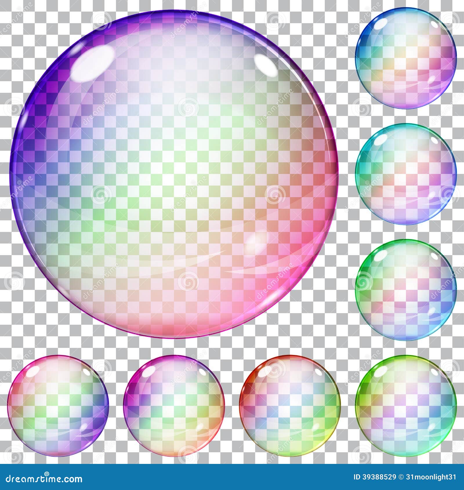 Set of Multicolored Transparent Glass Spheres Stock Vector ...