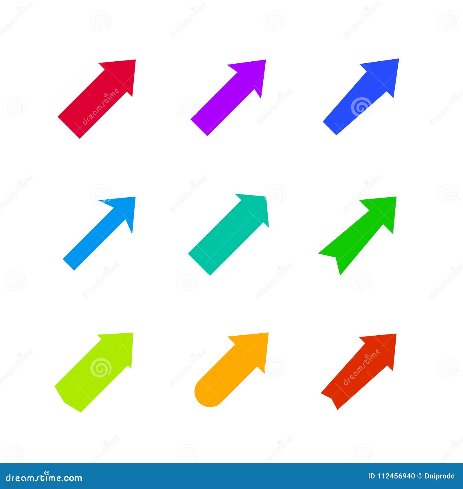 Set of Multicolored Various Arrows Stock Vector - Illustration of ...