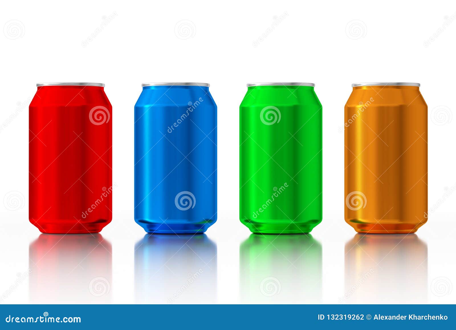 Set of Multicolour Blank Aluminum Cans. 3d Rendering Stock Illustration ...