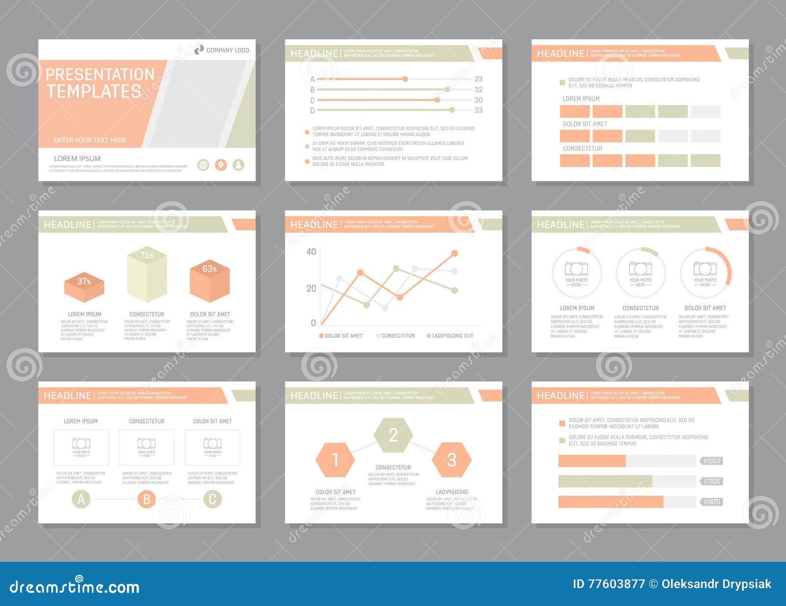 Set of Multicolour Template for Multipurpose Presentation Slides with ...