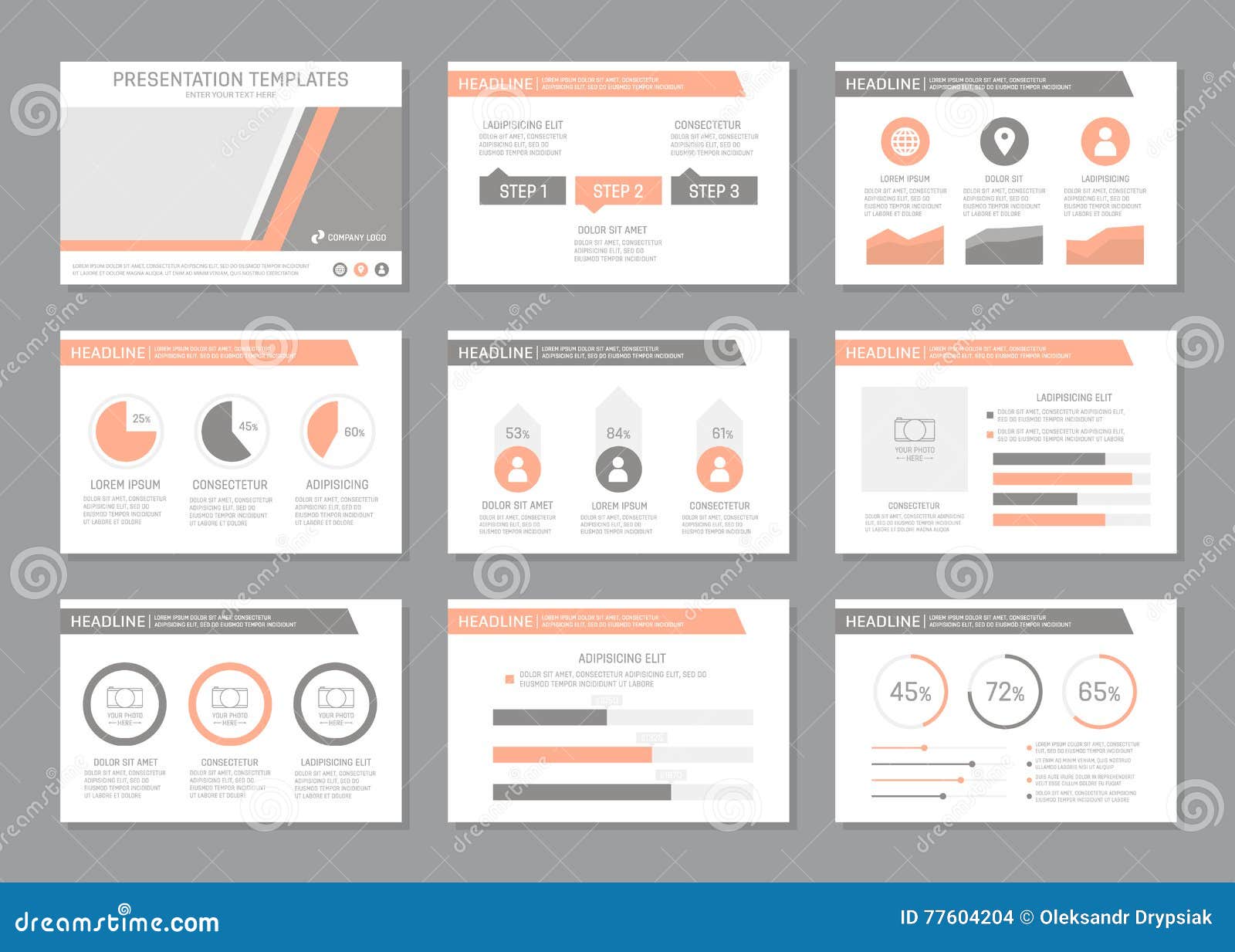 Set of Multicolour Template for Multipurpose Presentation Slides with ...