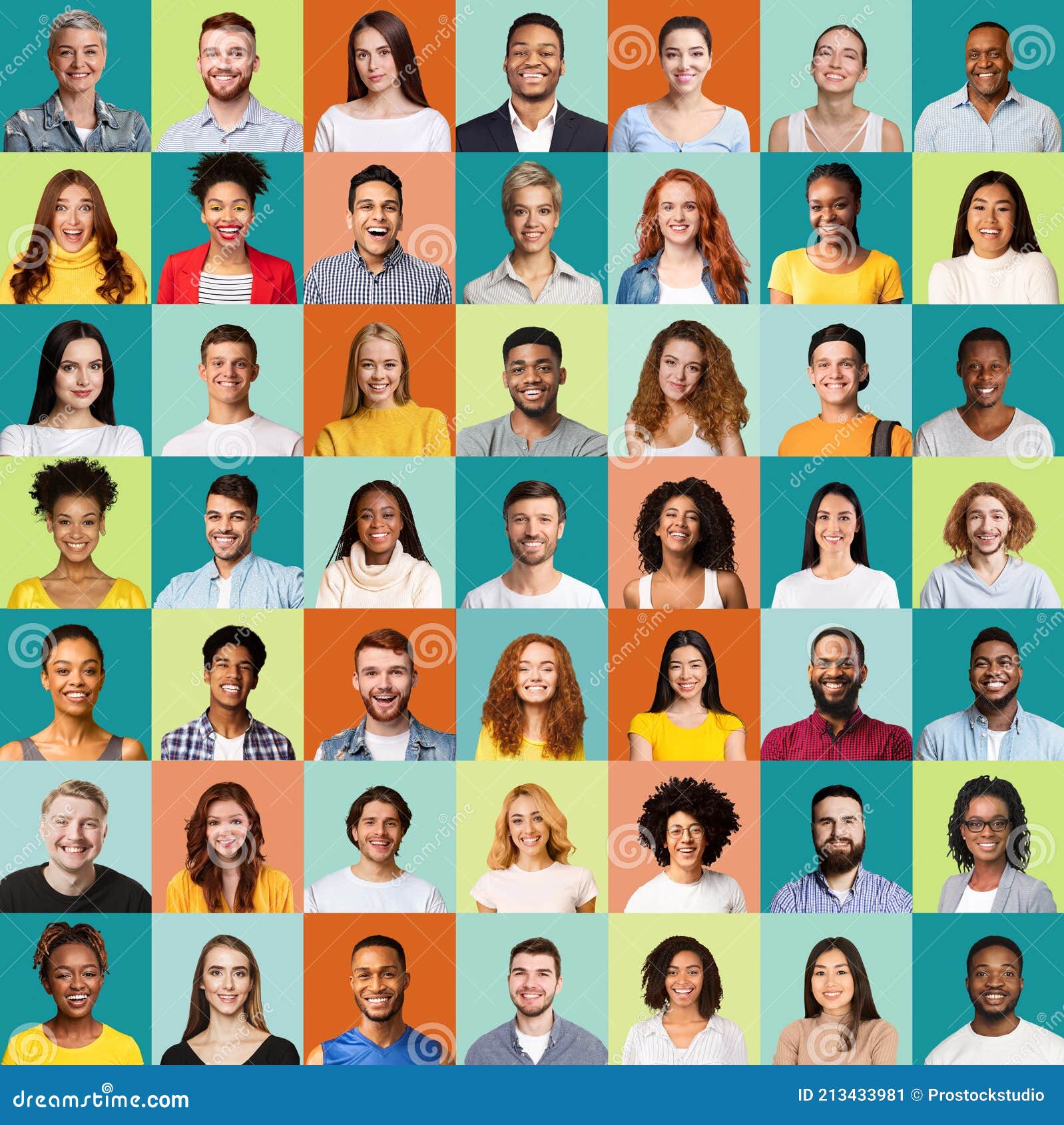 Set of Multiethnic People Faces on Colorful Backgrounds, Portraits ... Set of Multiethnic People Faces on Colorful Backgrounds, Portraits ...