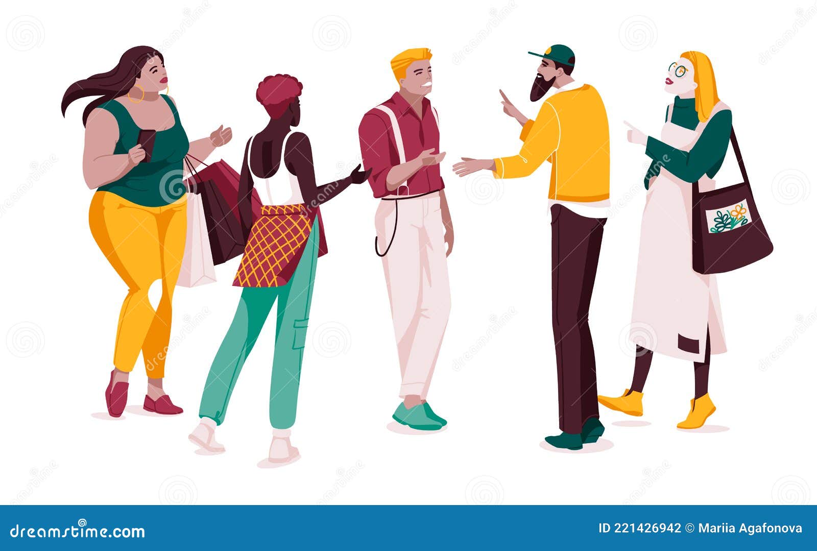Set of Multiethnic People Talking or Speaking. Stock Vector ...