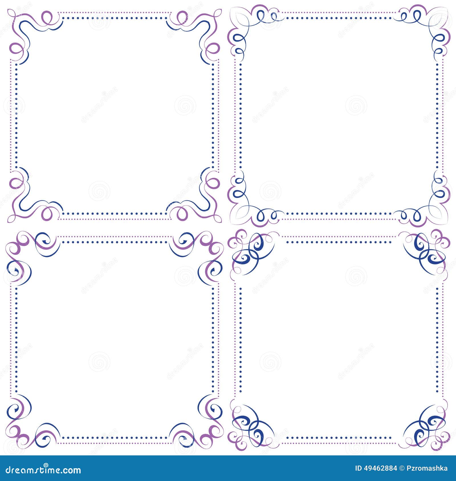 Set Multilayer Vector Violet Blue Elegant Frame Stock Vector ...